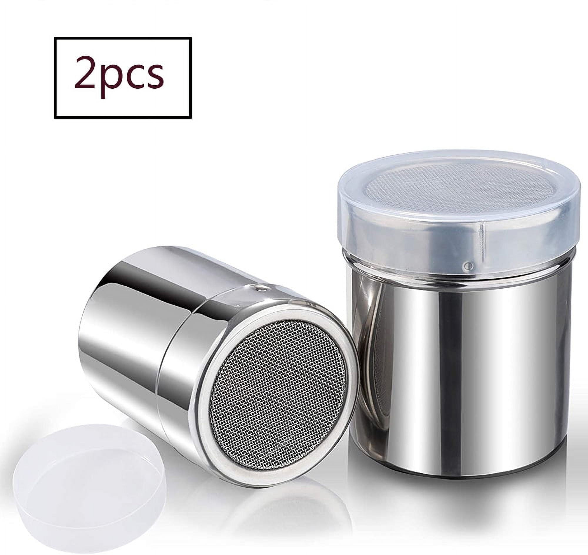 Sophisticated Powdered Sugar Shaker Twin Set, Stainless Steel Fine Mesh ...