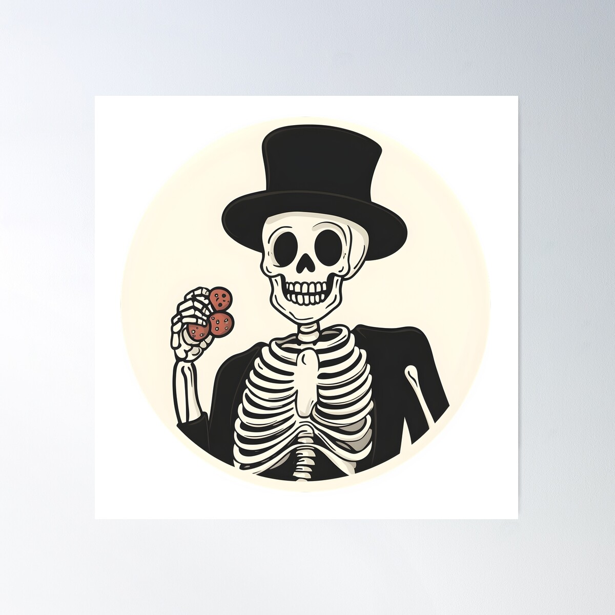 Sophisticated Skeleton With Top Hat And Buttons Poster Wall Art, Modern ...