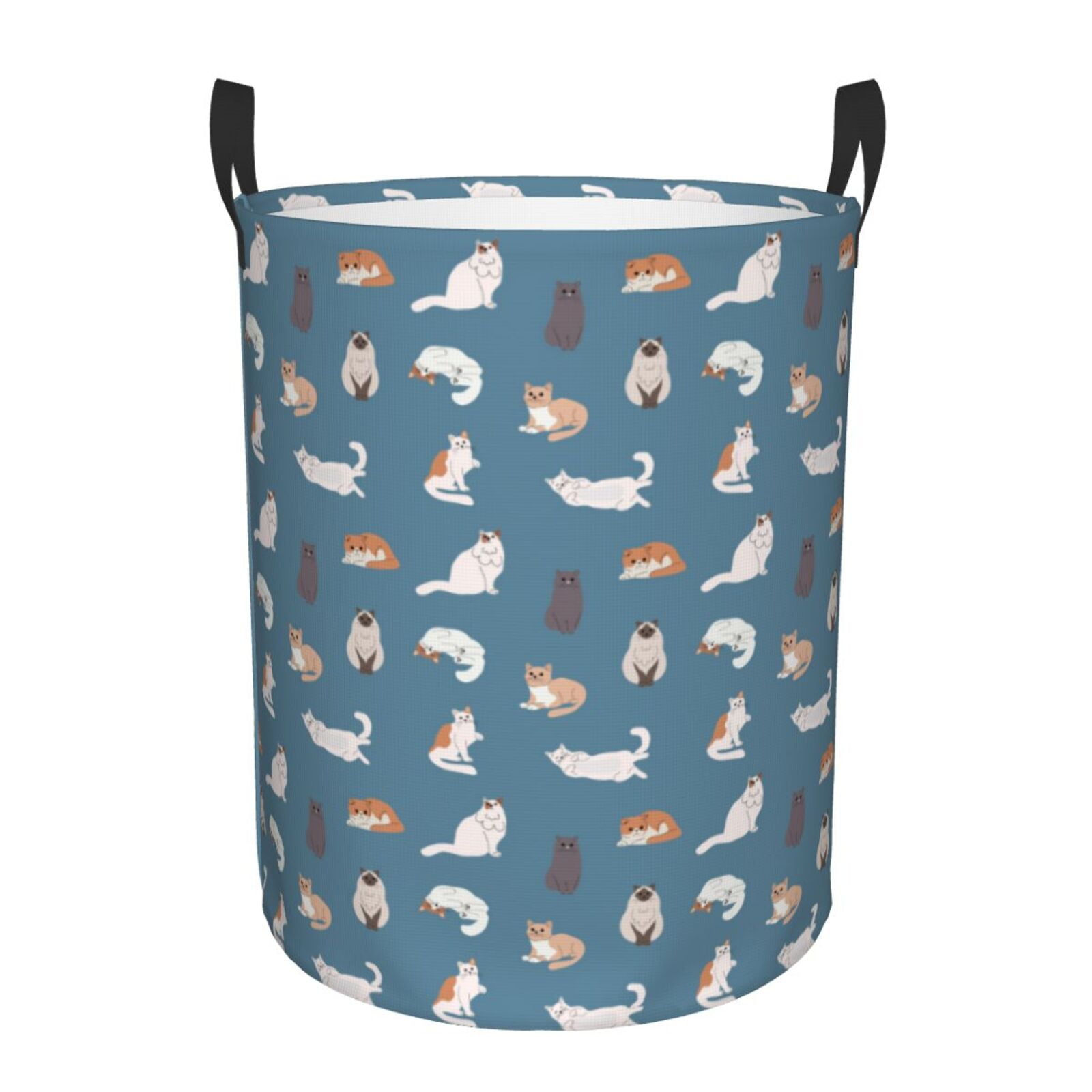 Sophisticated cartoon cute cat Round Laundry Basket, Laundry Hamper ...