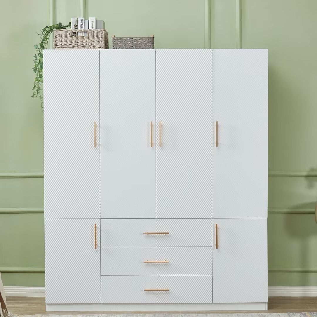 Sophshelter 4-Door Armoire Wardrobe Closet, Wooden 3 Drawers Armoires ...