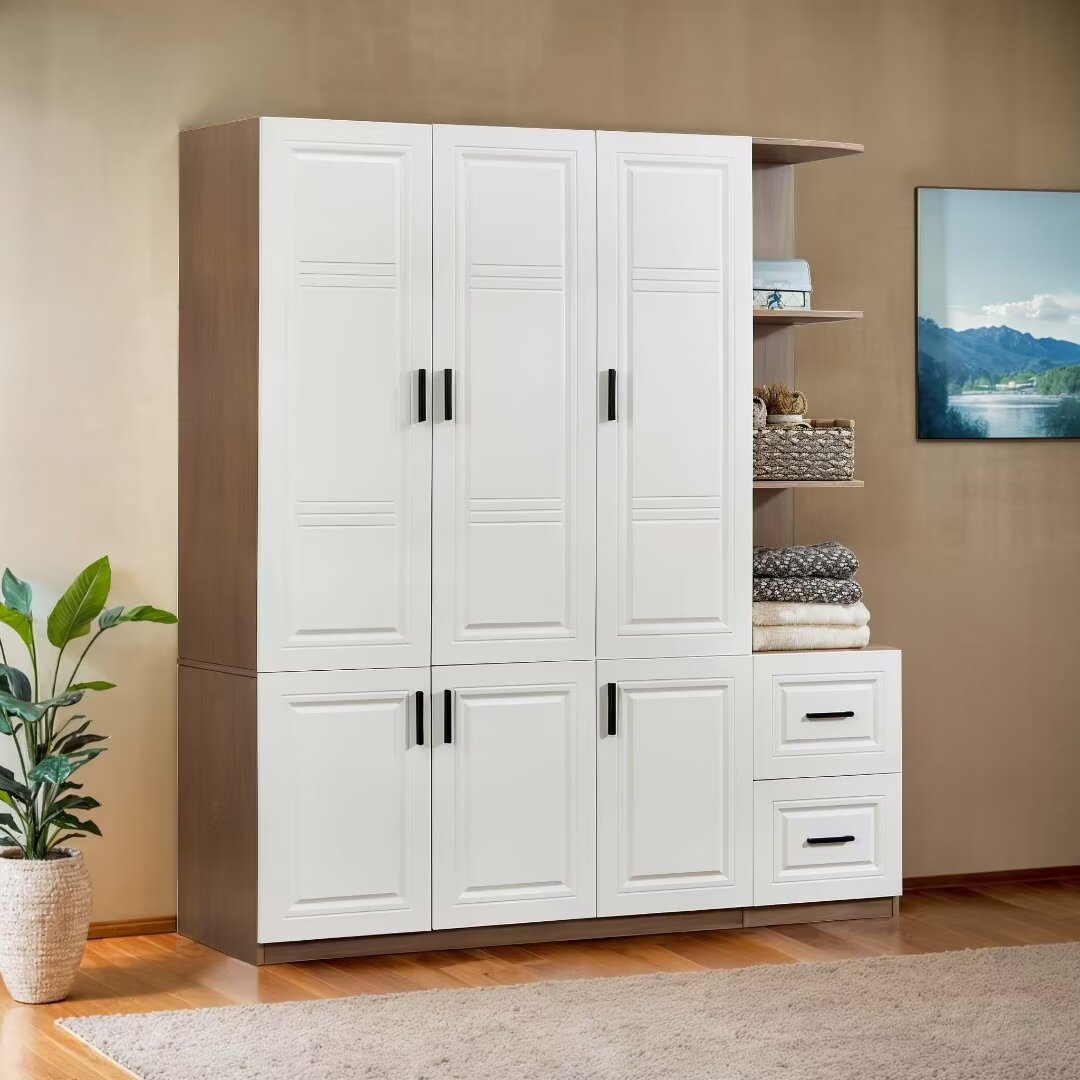 Better Home Products Grace Wood 2-Door Wardrobe Armoire with 2-Drawers ...