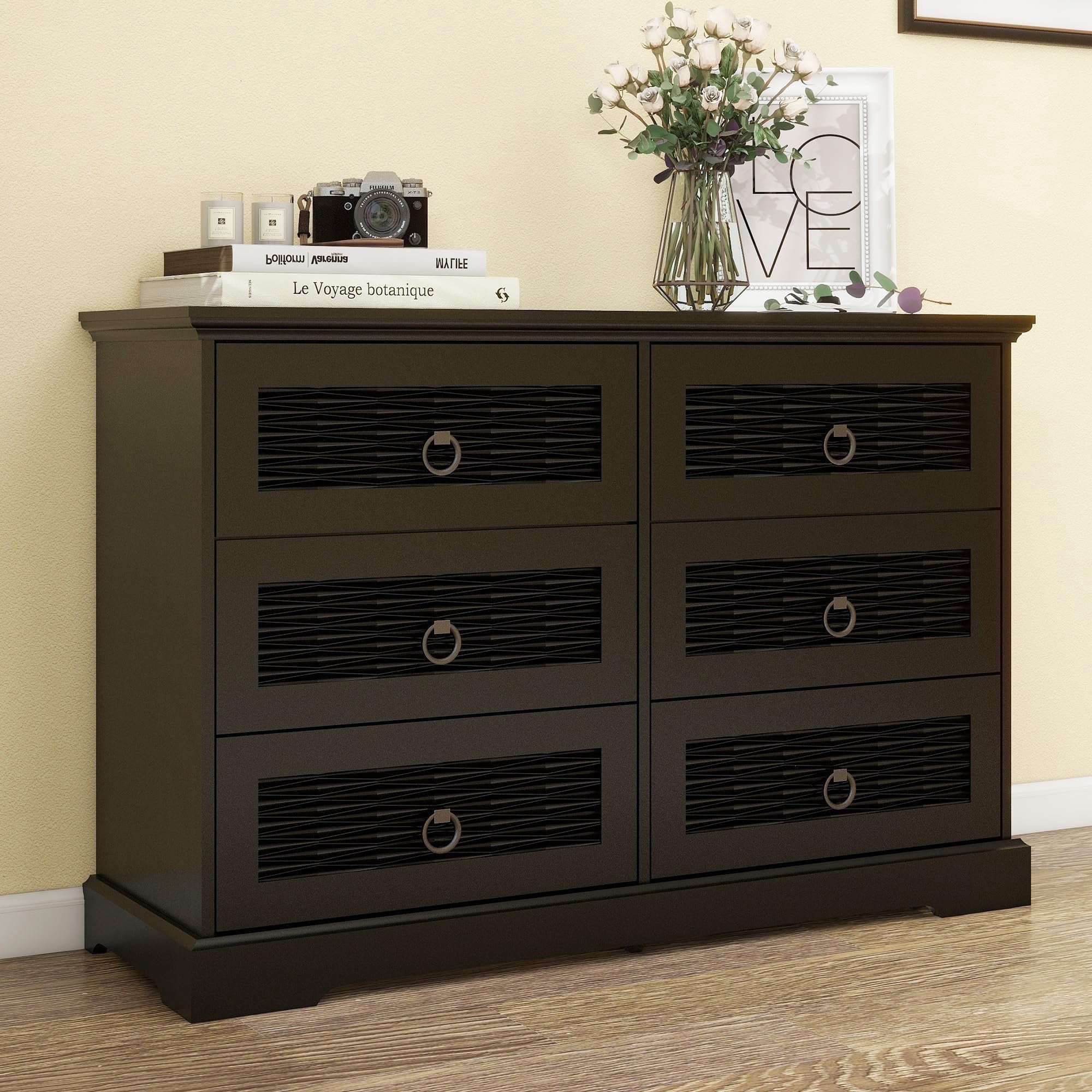 VivaVista Chest of Drawers, Dresser with 6 Deep Drawers, Extra Large ...