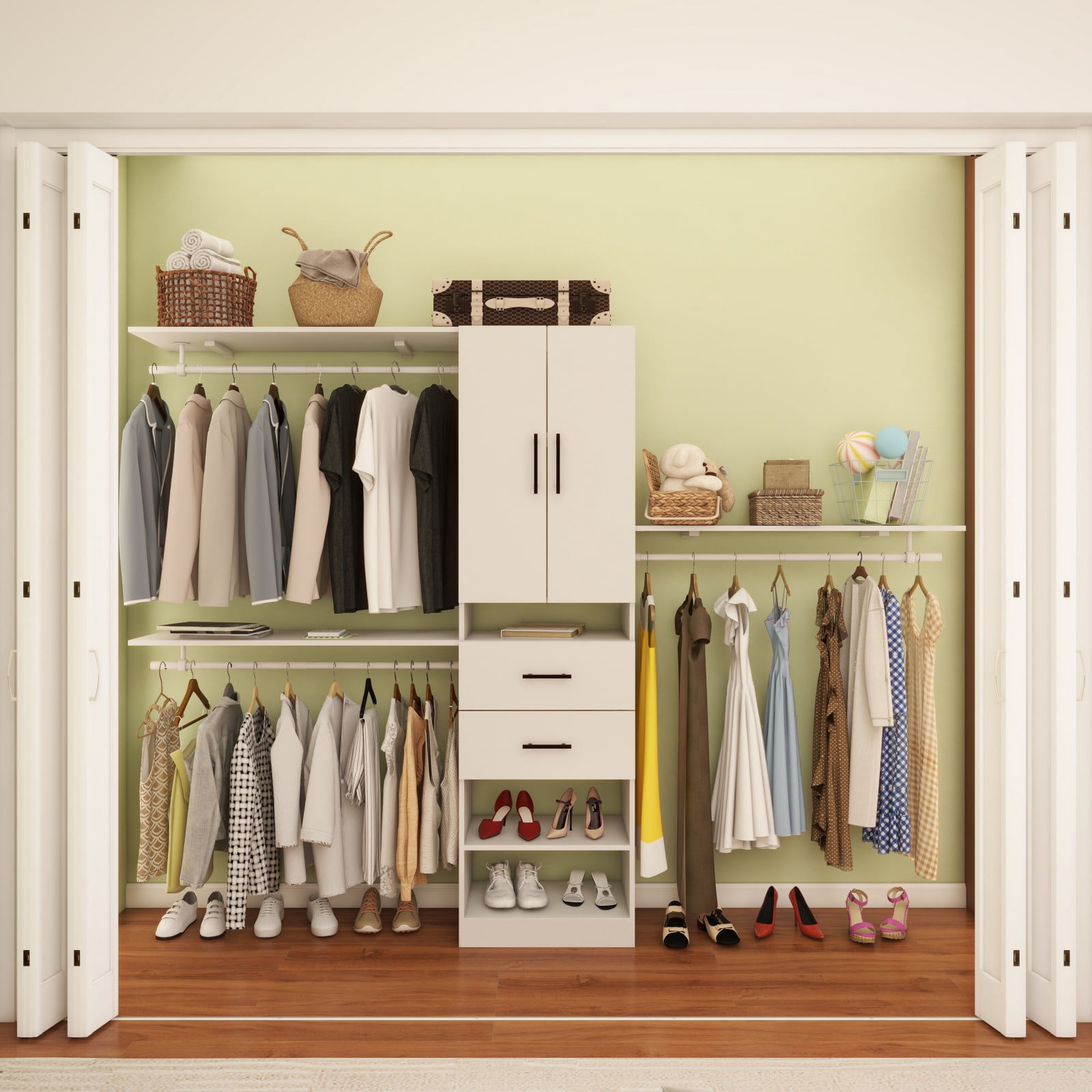 Sophshelter Closet Organizer System Wardrobe Storage 2 Door White Tall ...