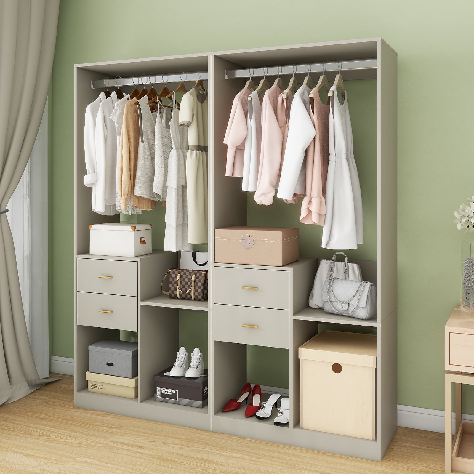 Sophshelter Free-Standing Walk-In Closet: Closet System 4 Drawers ...