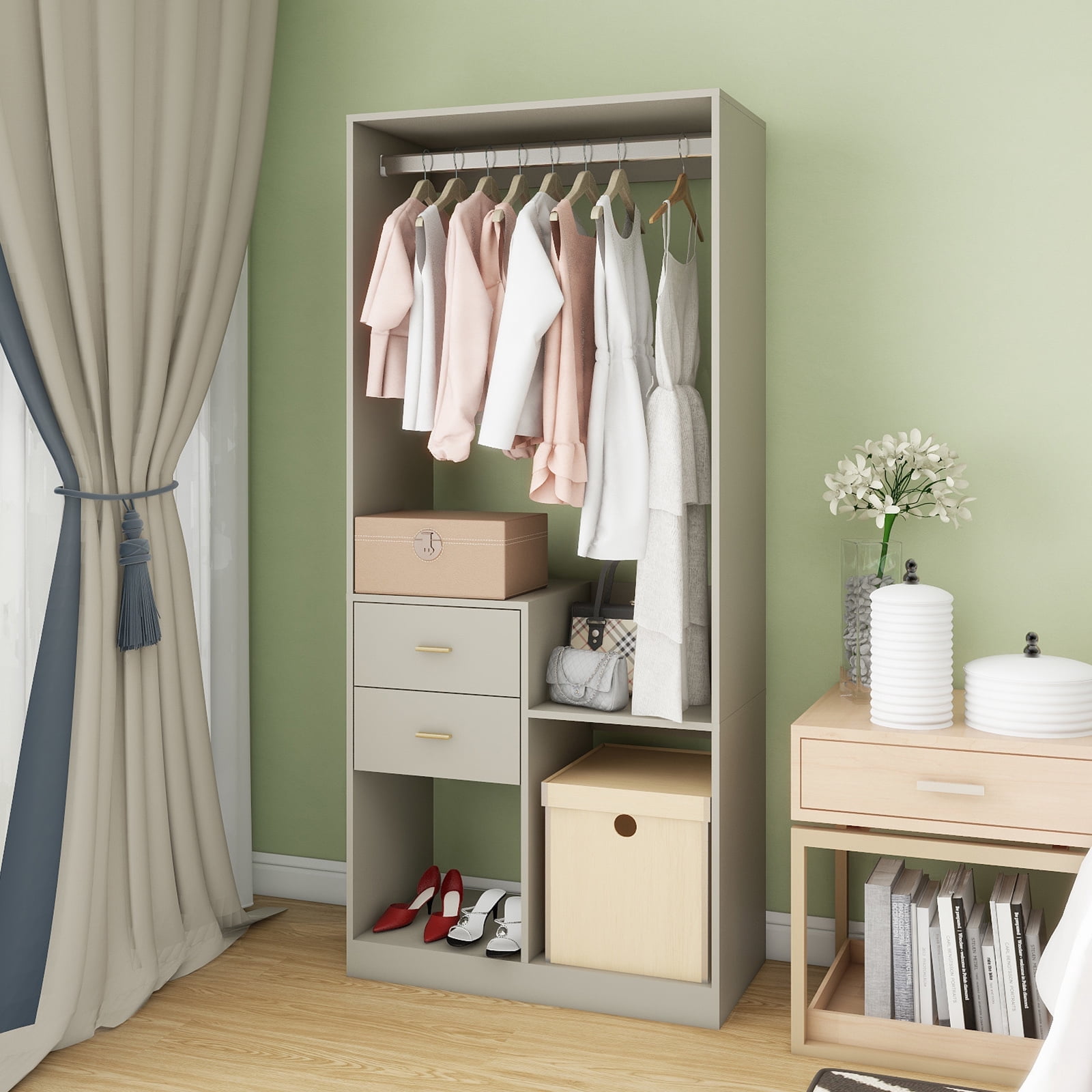Sophshelter Grey Closet Organizer System: Small Walk-in Closet System ...