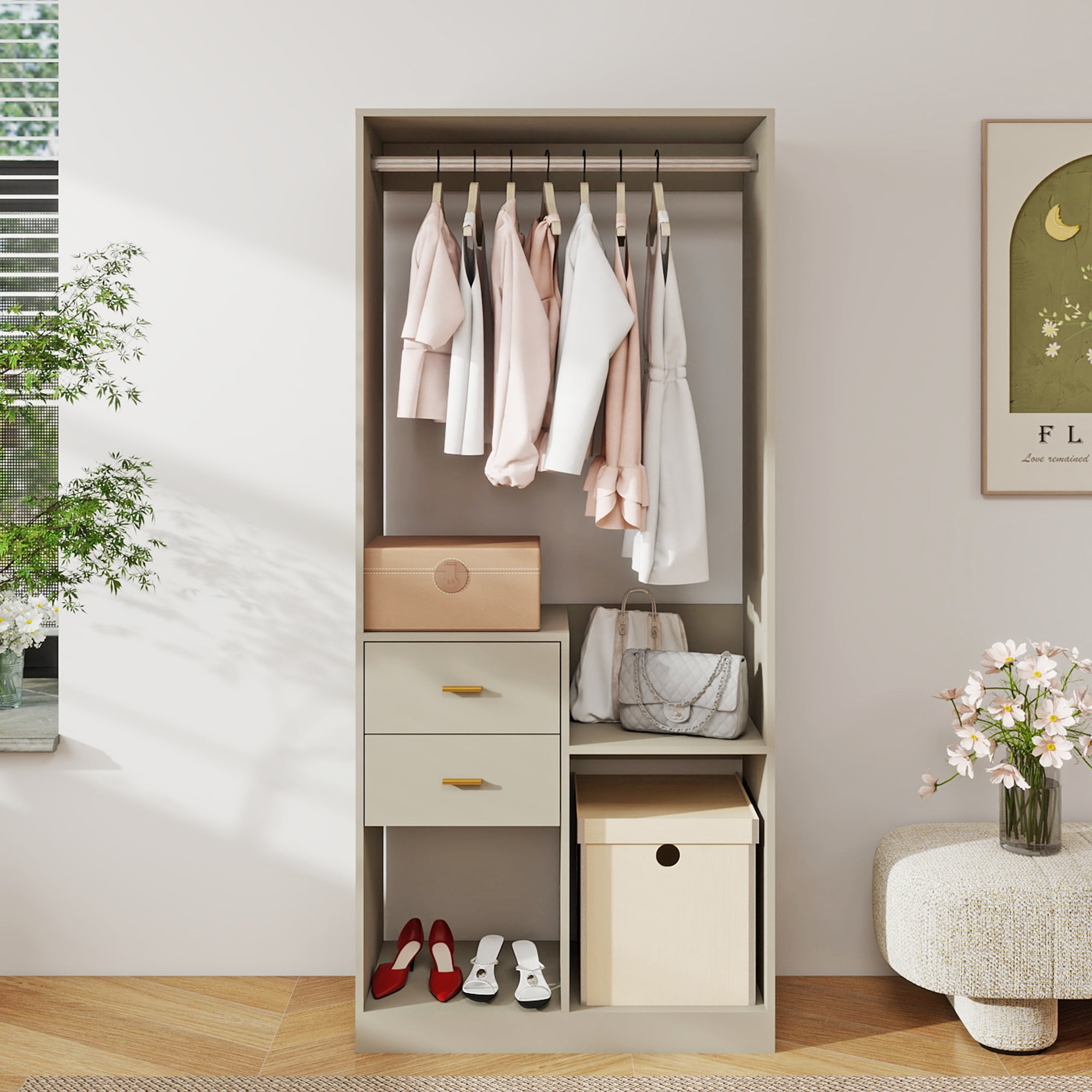 Sophshelter Grey Closet Organizer System: Small Walk-in Closet System ...
