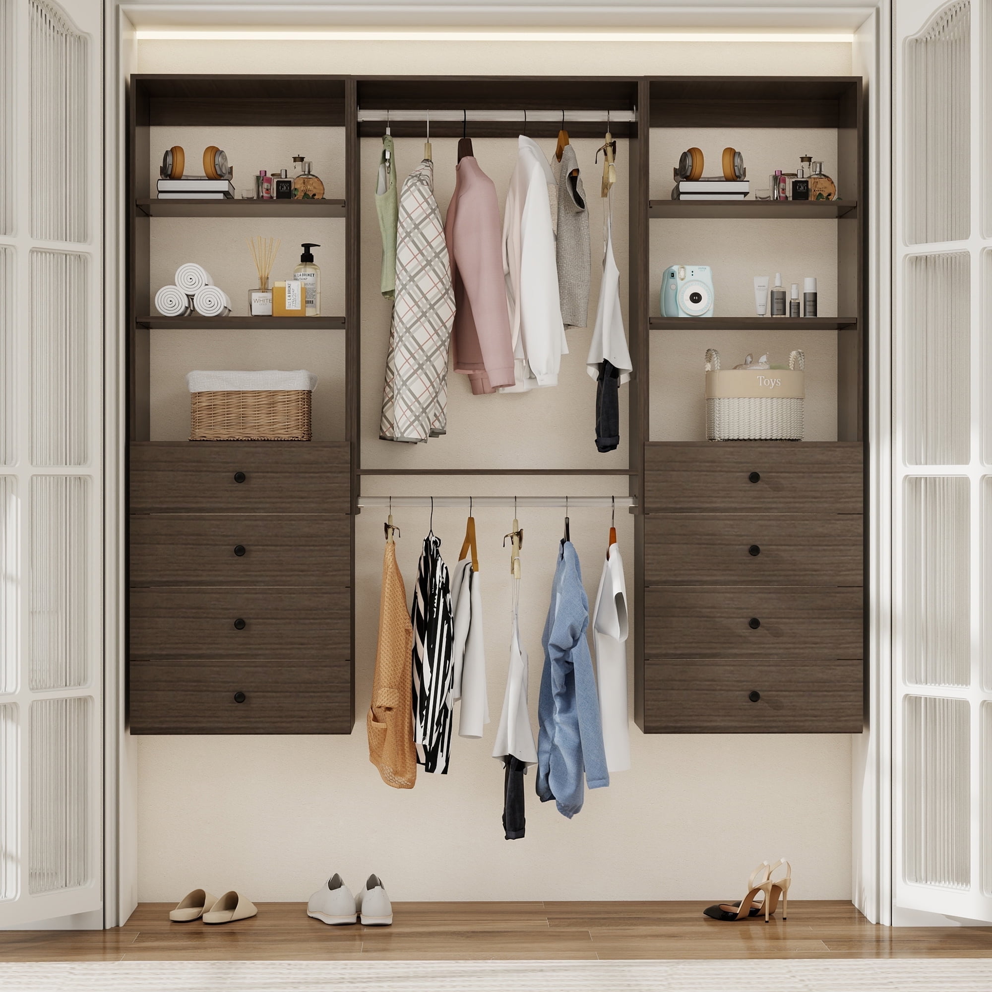 Sophshelter Modular Closet Organizer System with 2 Hanging Rods and ...