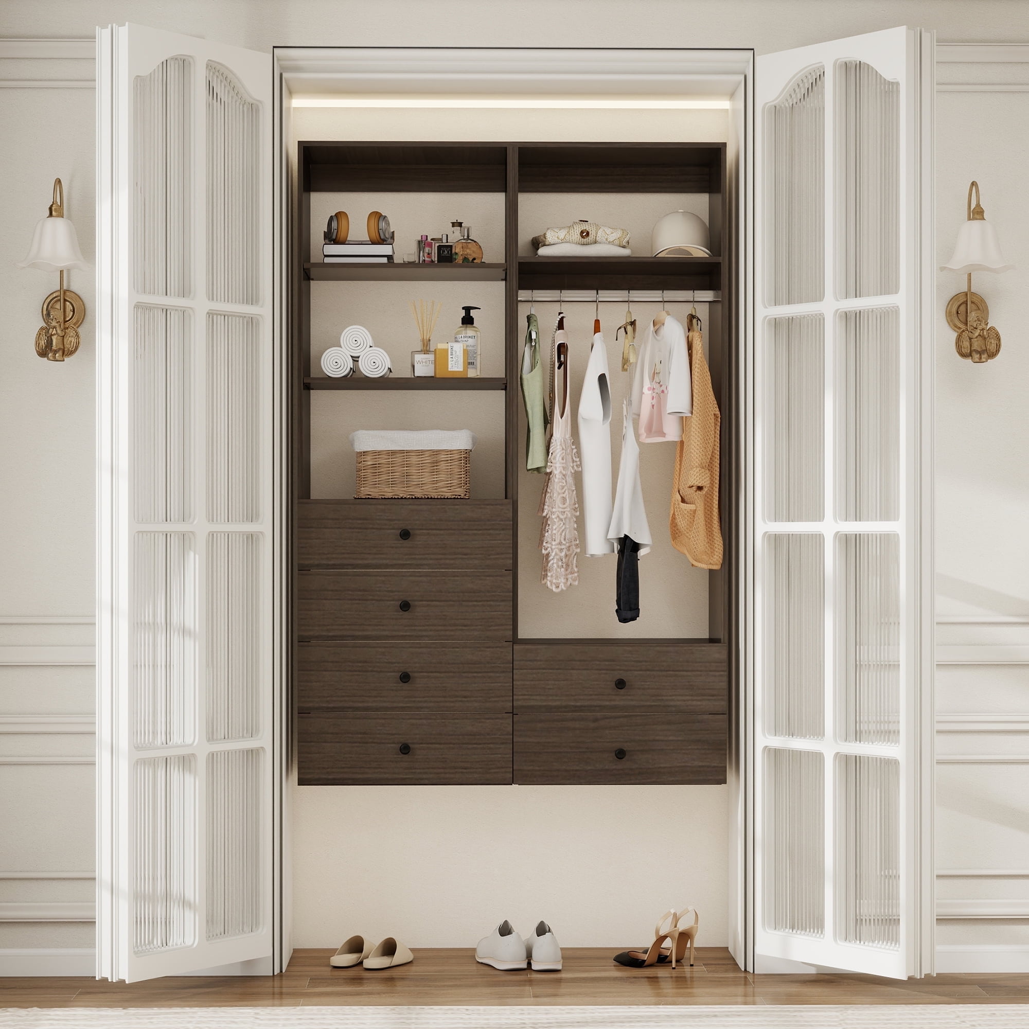 Sophshelter Modular Closet Organizer System with Hanging Rod, Built in ...