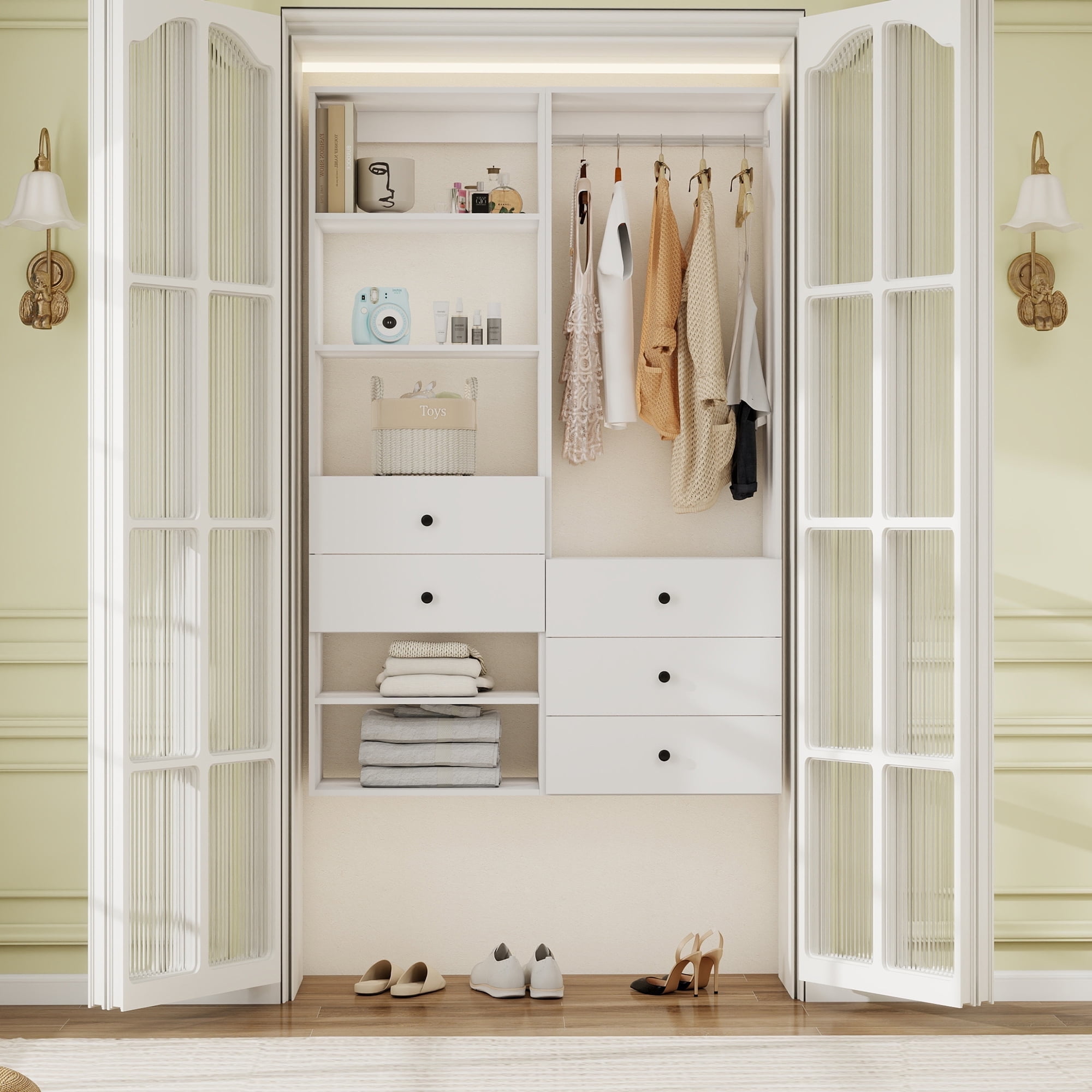 Sophshelter Modular Closet Organizer System with Hanging Rod, Modern ...