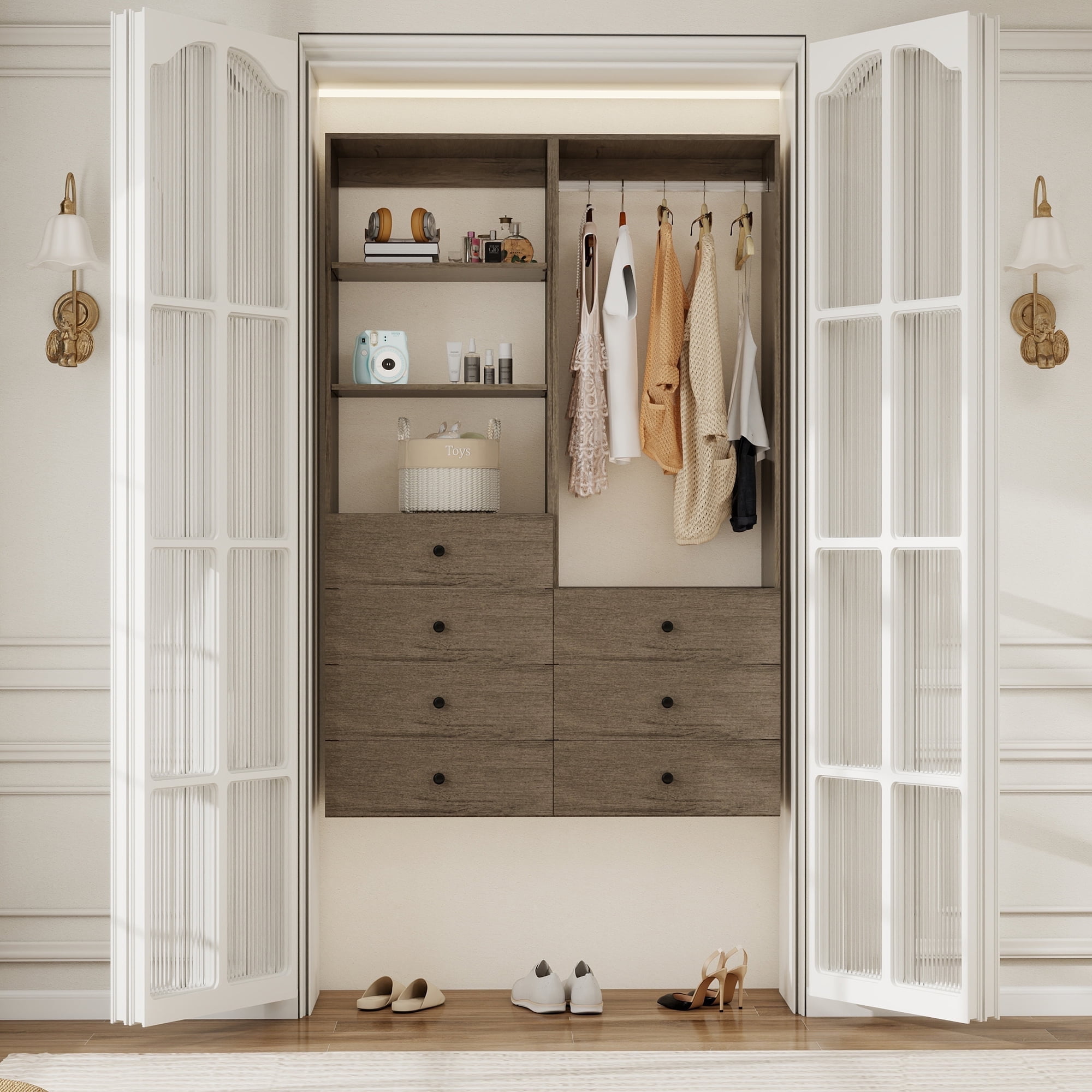 Sophshelter Modular Closet Organizer System with Hanging Rod, Modern ...