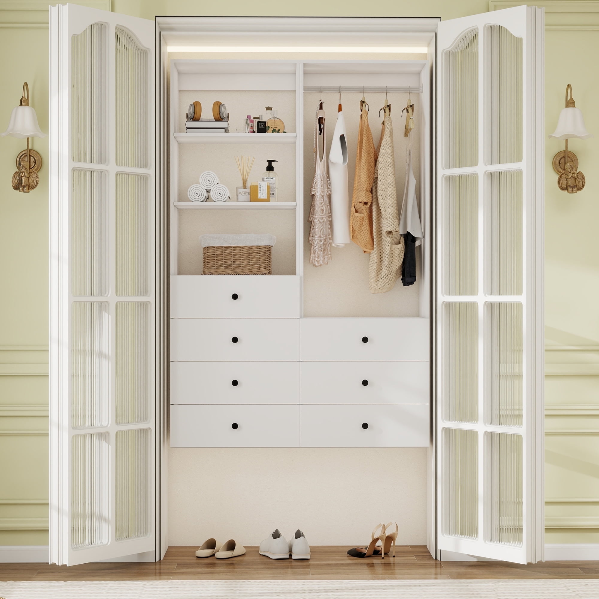 Sophshelter Modular Closet Organizer System with Hanging Rod, Modern ...