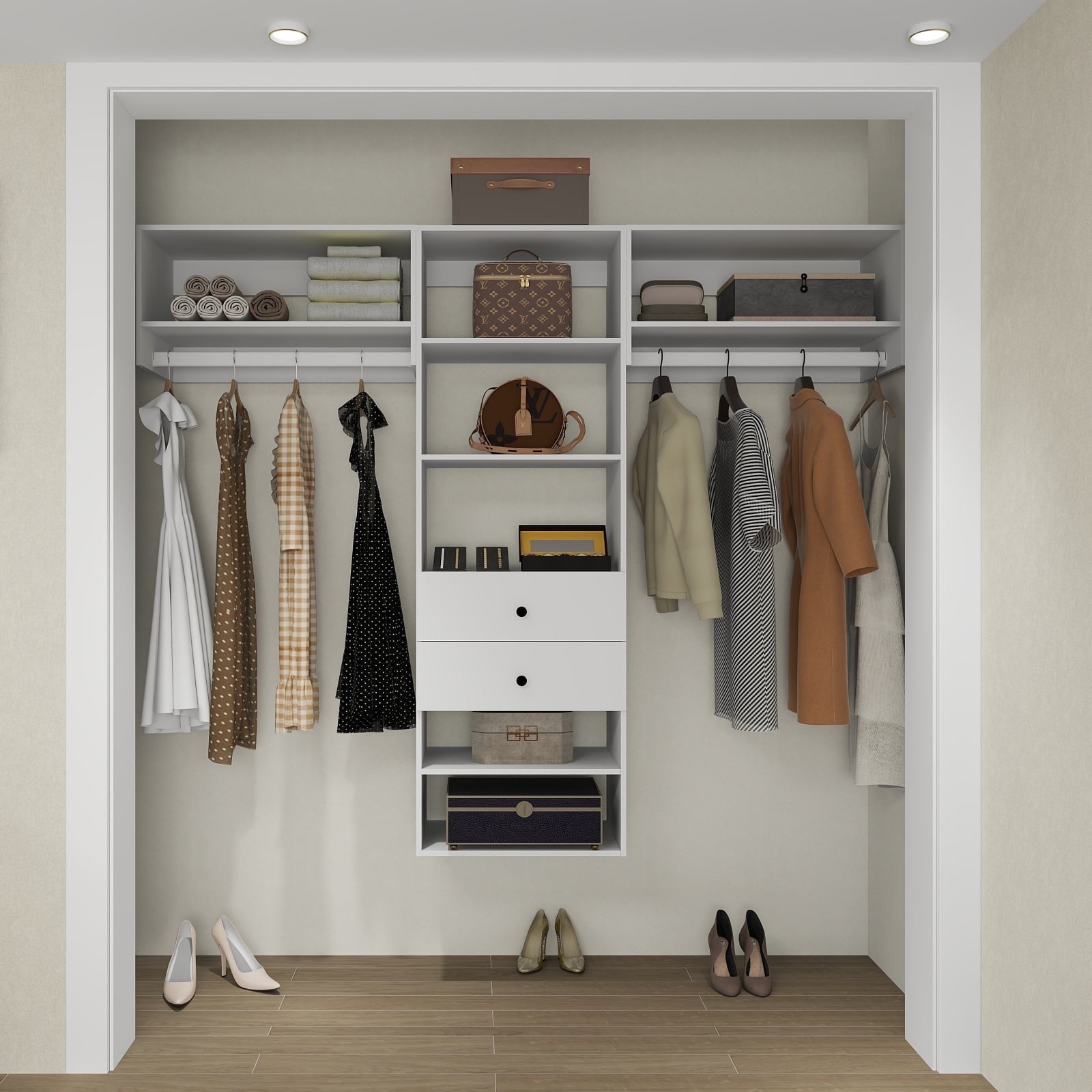 Sophshelter Modular Closet Storage System: Wooden Closet System with 7 ...