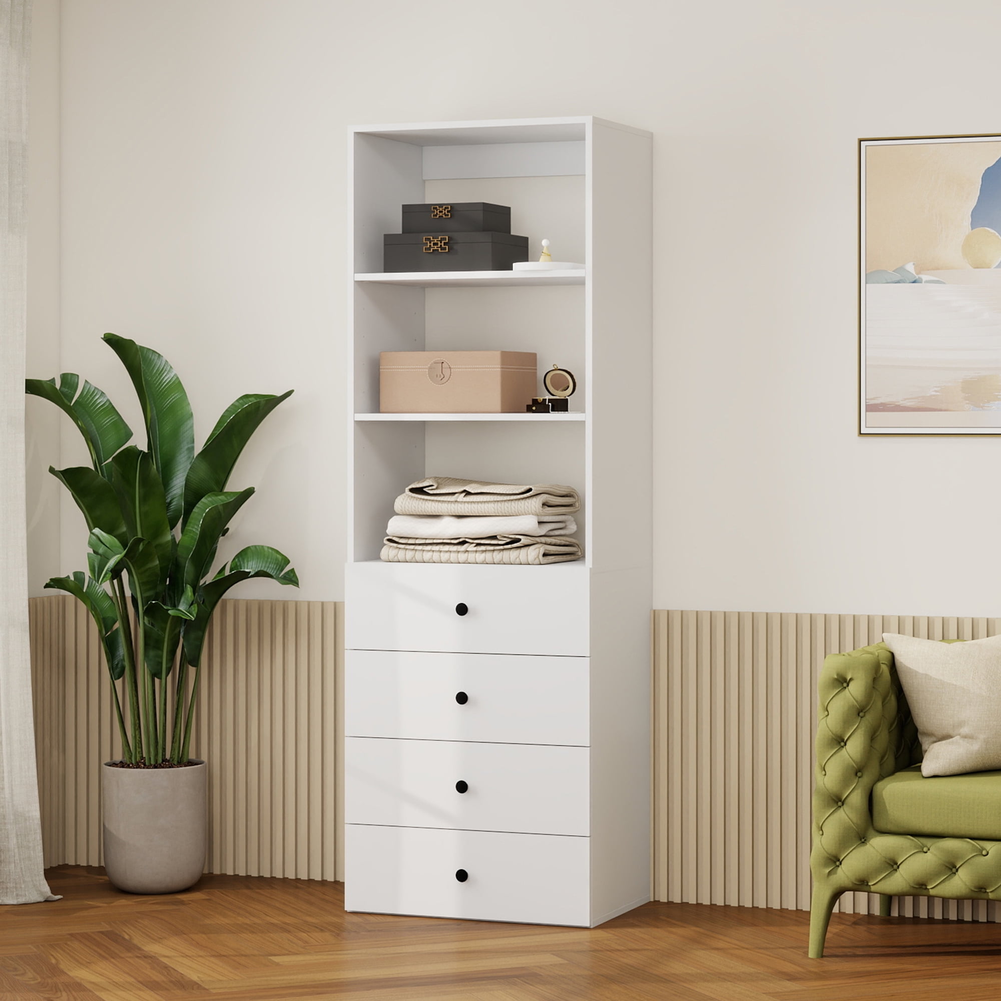 Sophshelter Modular Wooden Closet Organizer System with 3 Shelves 4 ...