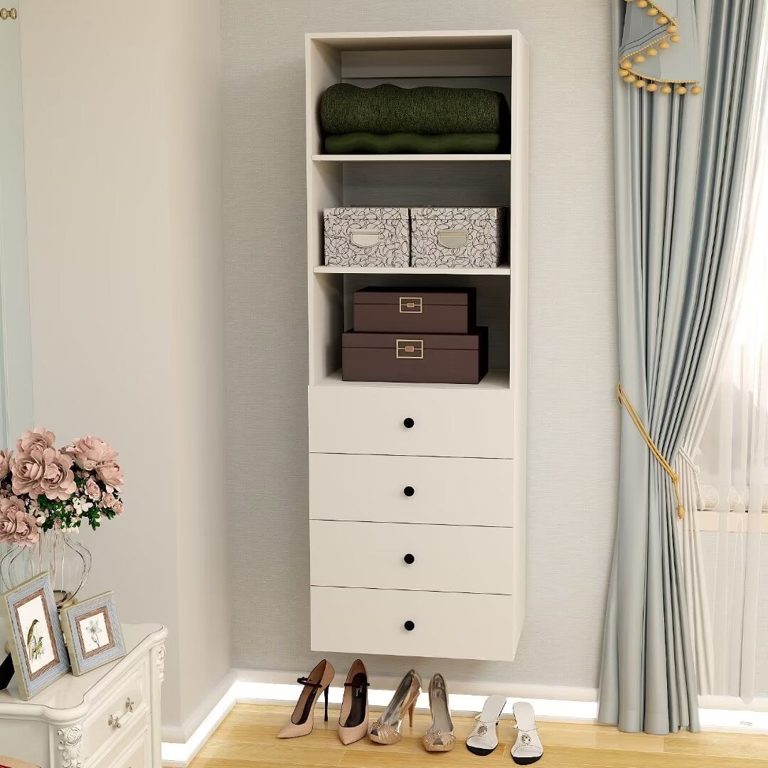 Sophshelter Modular Wooden Closet Organizer System with 3 Shelves 4 ...