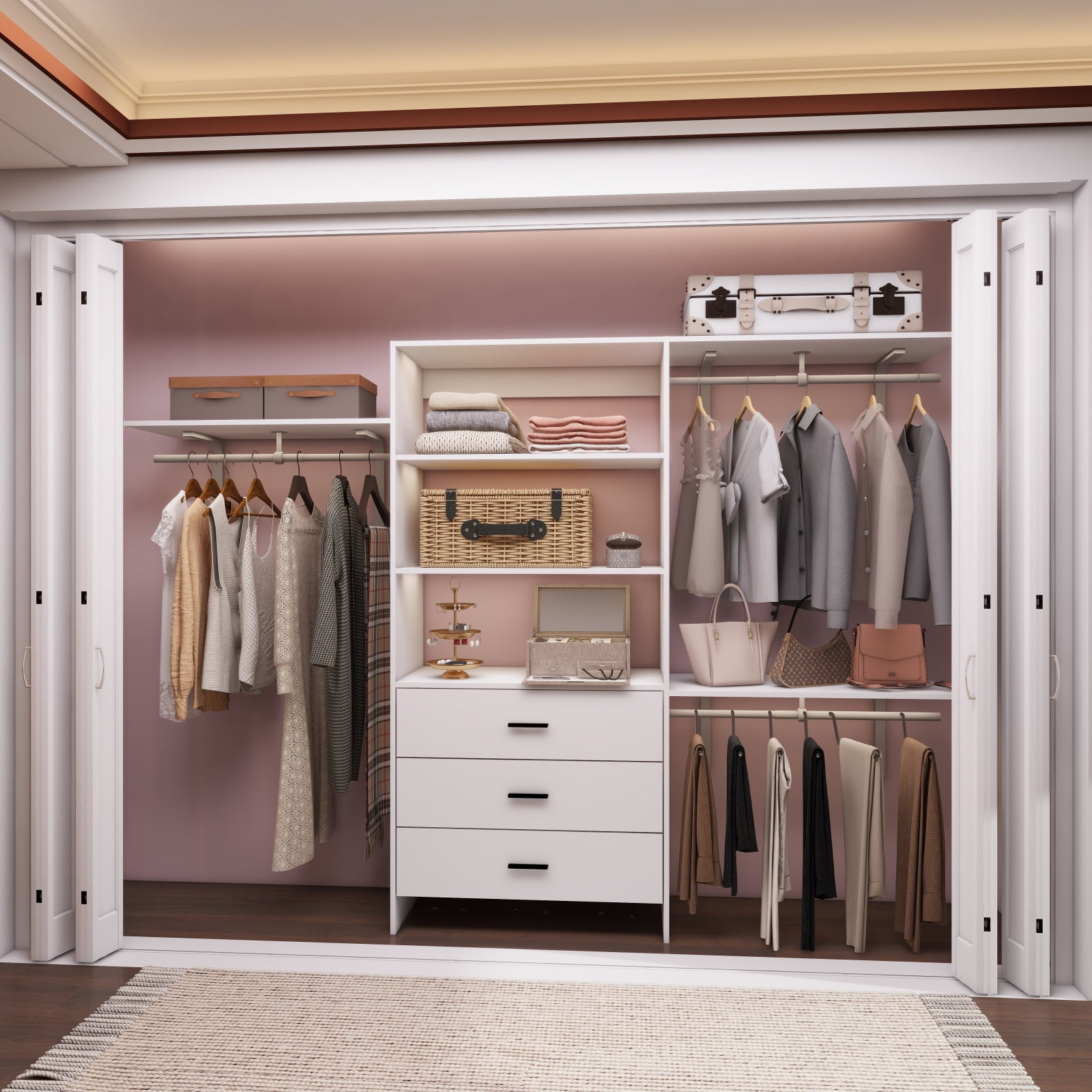 Sophshelter White Wood Closet System Storage Wardrobe Closet System ...