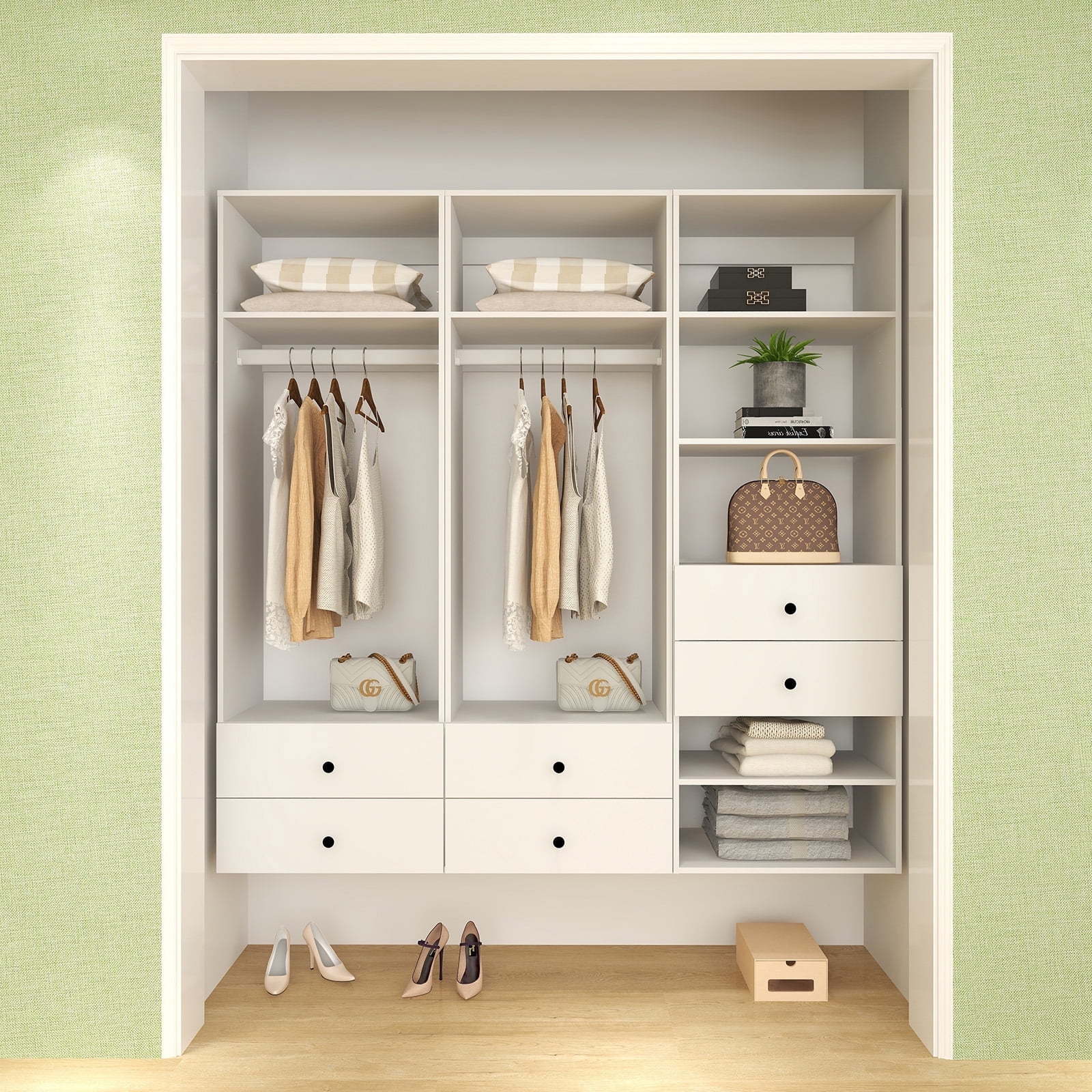 Wood walk in closet organizer store