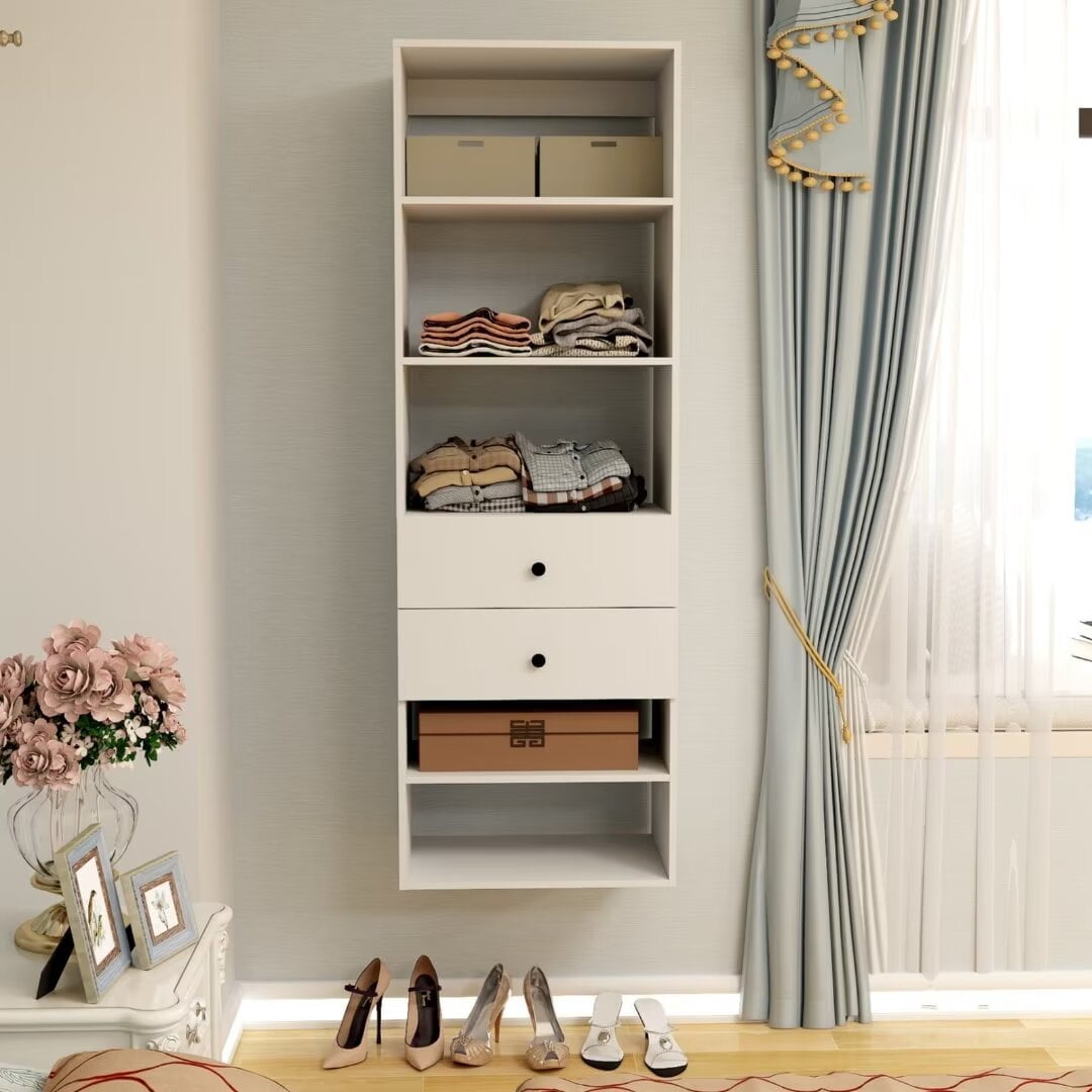 Sophshelter Wood Modular Closet System Wall Mounted Garment Rack Walk ...