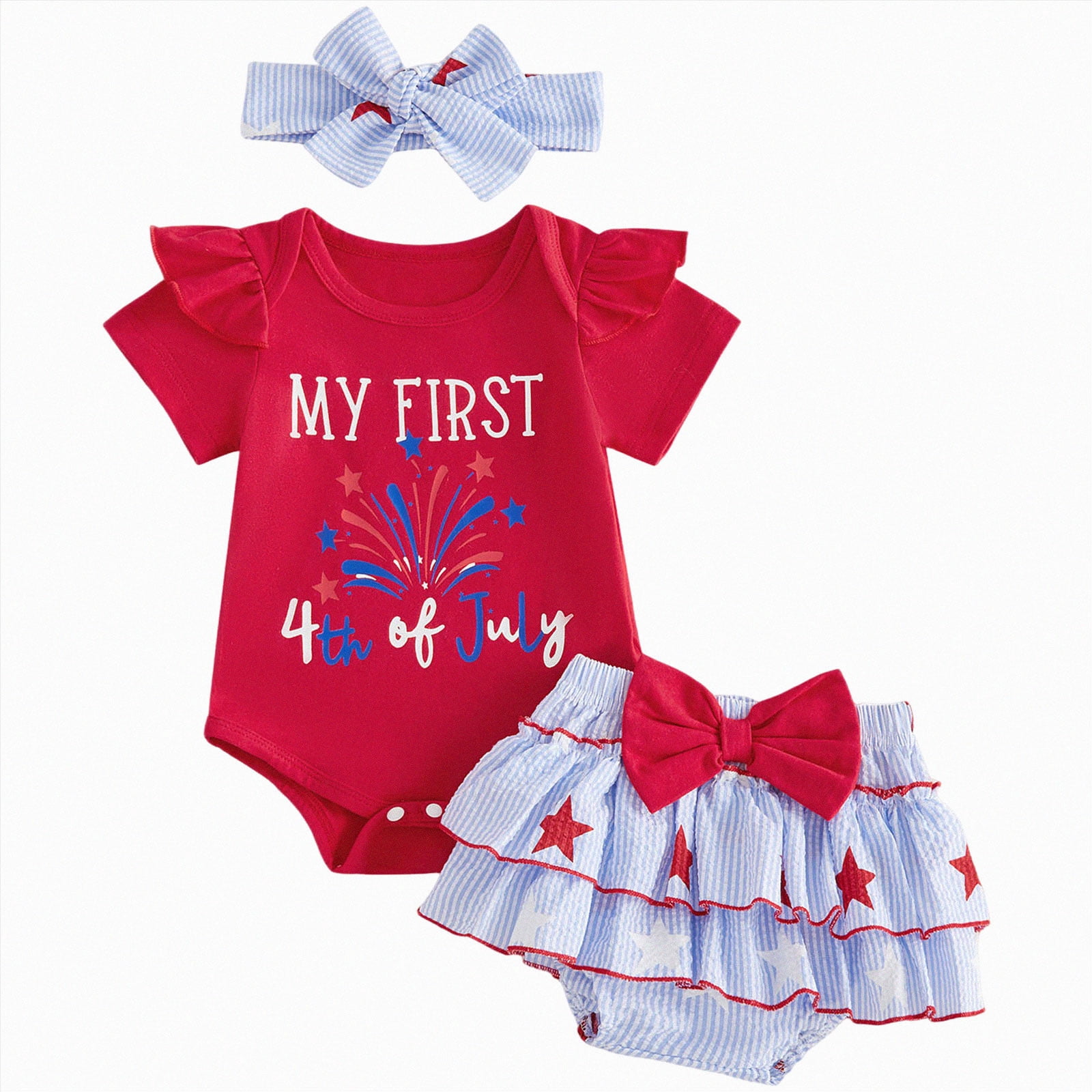 Sopiago 4th of July Baby Girl Outfits My First 4th of July Romper ...