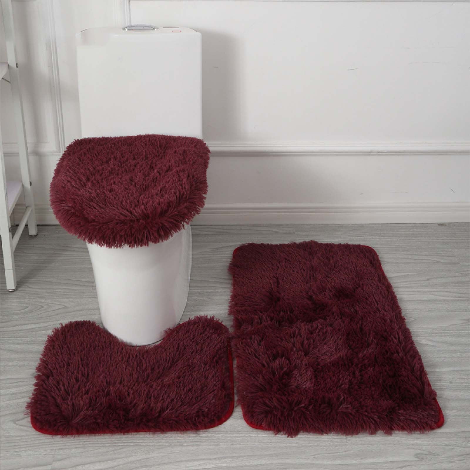 Sopiago Bathroom Rugs 3 Pieces Set, Bathroom Mat,Toilet Lid Cover,U ...