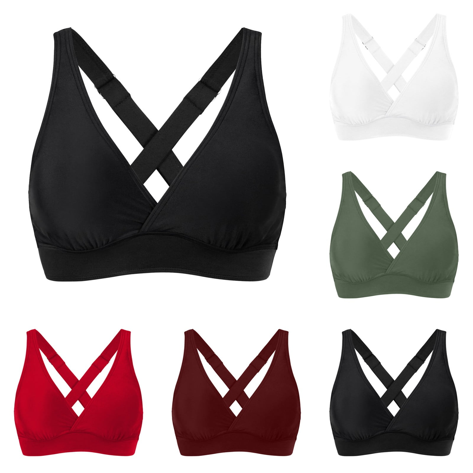 Sopiago Bikini Tops for Women Sporty Adjustable Wide Straps Bathing ...