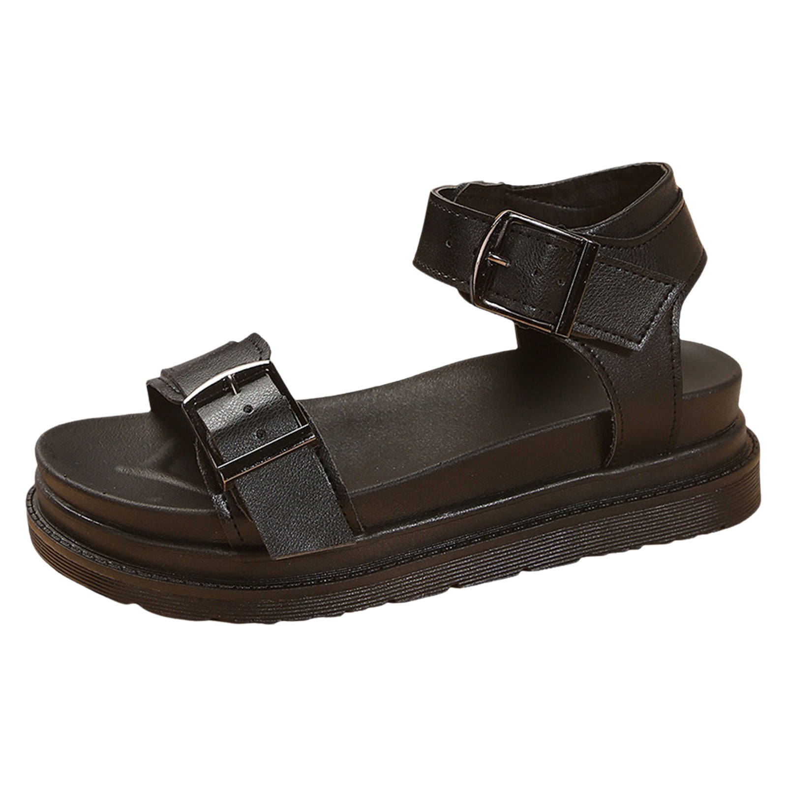 Sopiago Dressy Flip Flops for Women Women's Double Buckle Footbed ...