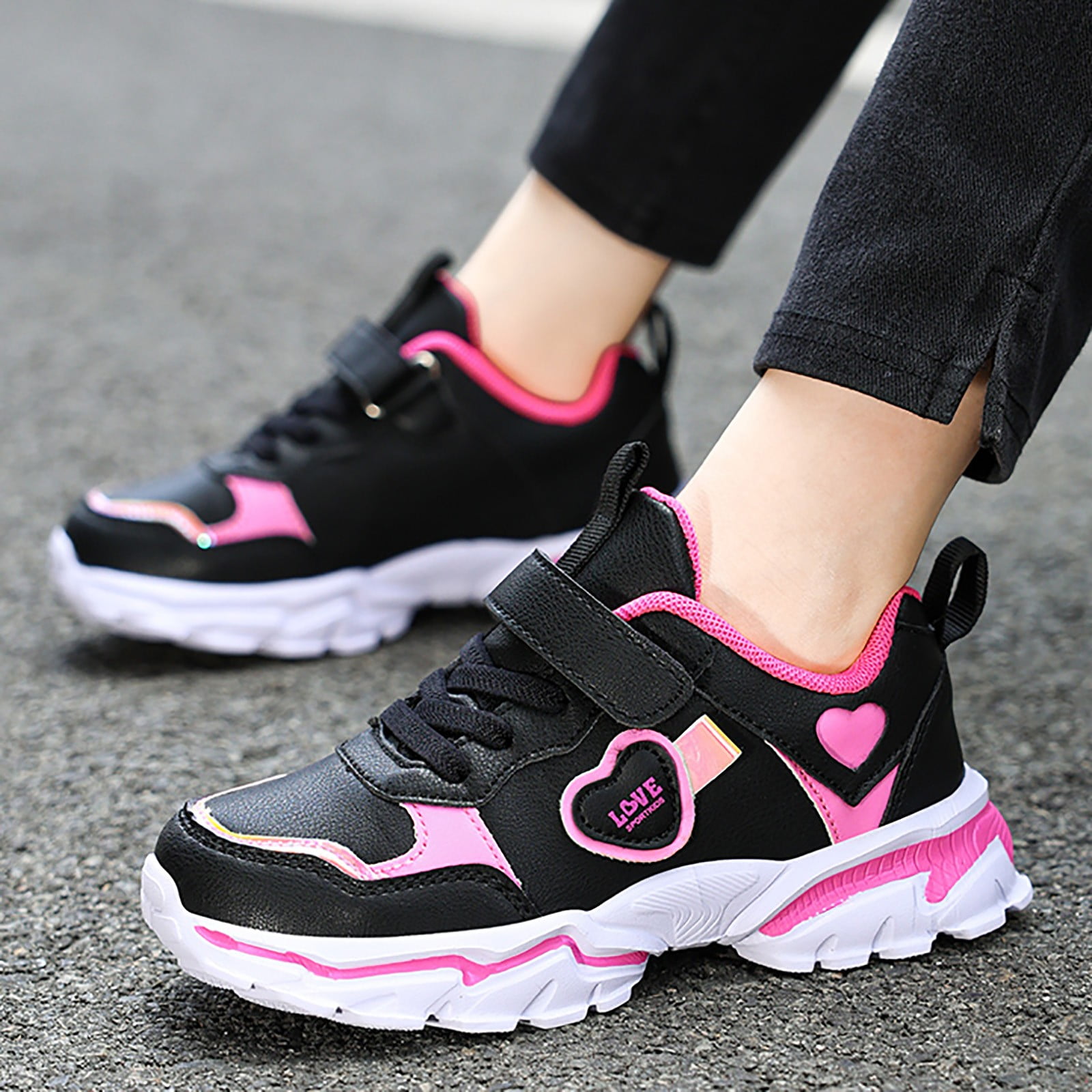 Sopiago Girl Athletic Shoes Comfort Leather Casual School Shoes ...