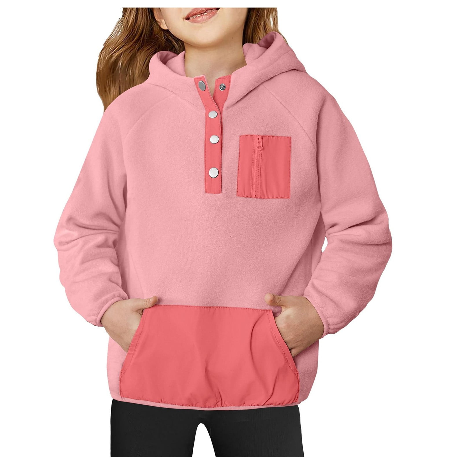 Sopiago Girl Hoodie Kids Fleece Pullover Hooded Sweatshirt Colorblock ...