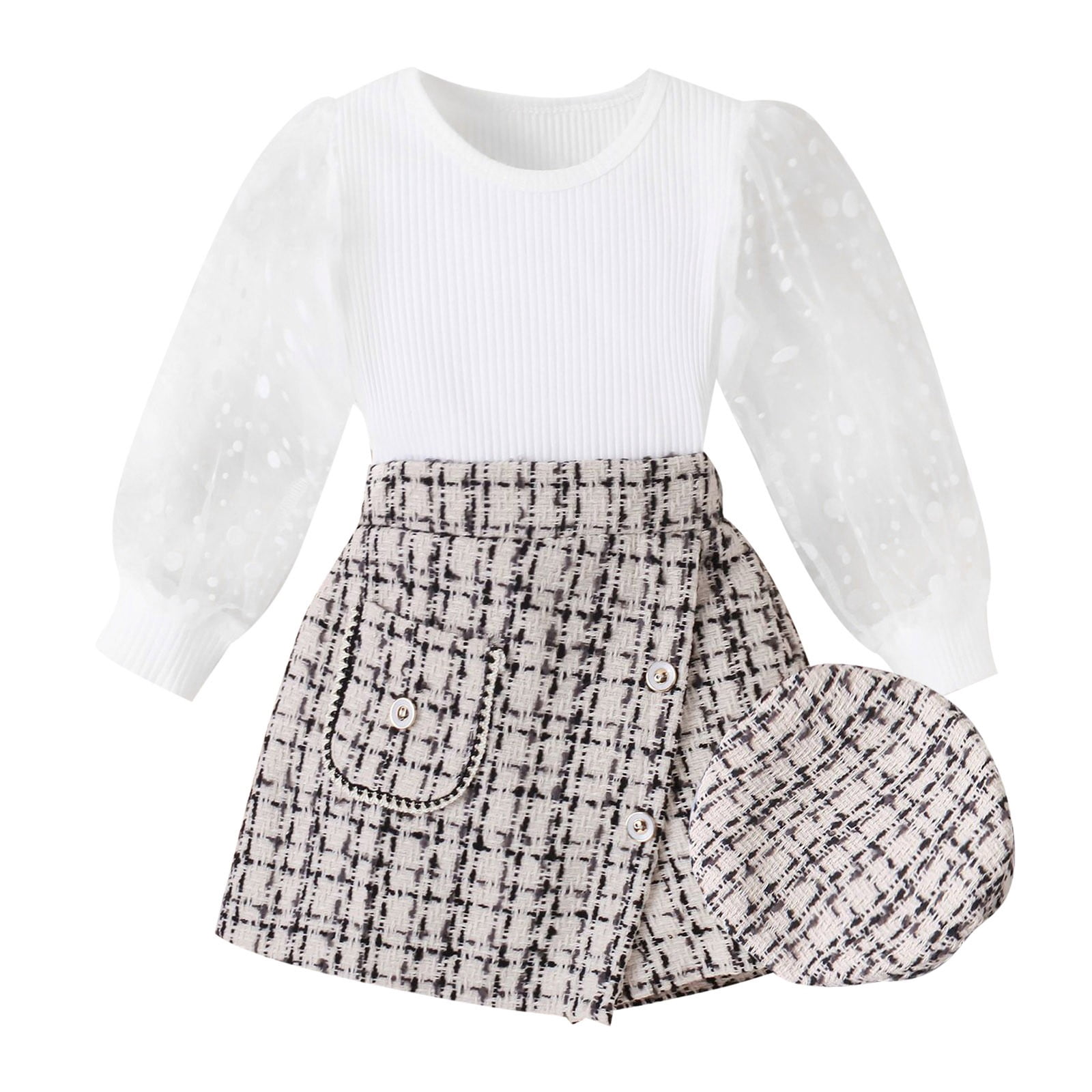Sopiago Girls Clothing Set Toddler Girl Fall Winter Outfits Puff Sleeve ...