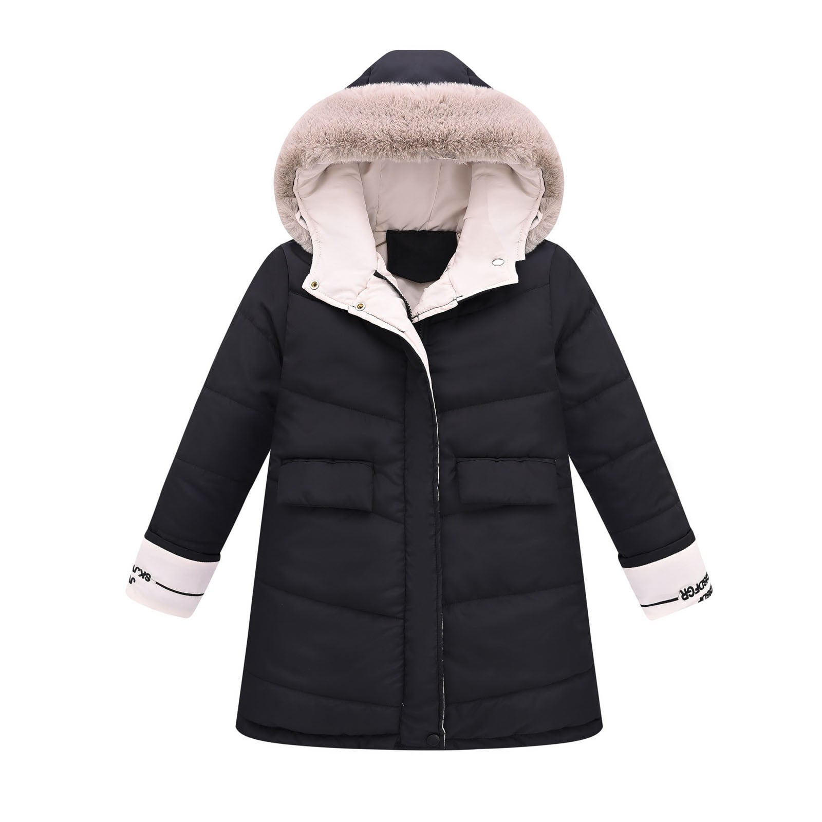 Sopiago Girls Long Parka Warm Winter Coat Fur Hooded Warm Puffer Jacket ...