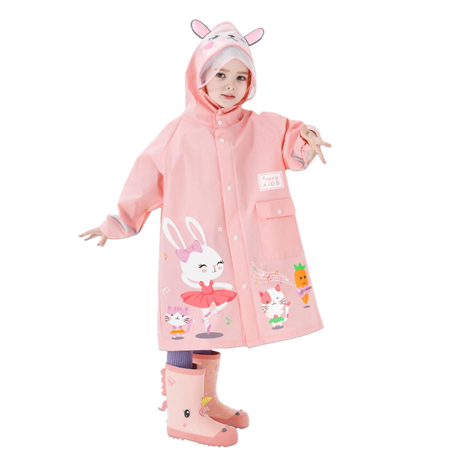 Sopiago Kids Cute Cartoon Raincoats Boys Girls Lightweight Rain Jacket ...