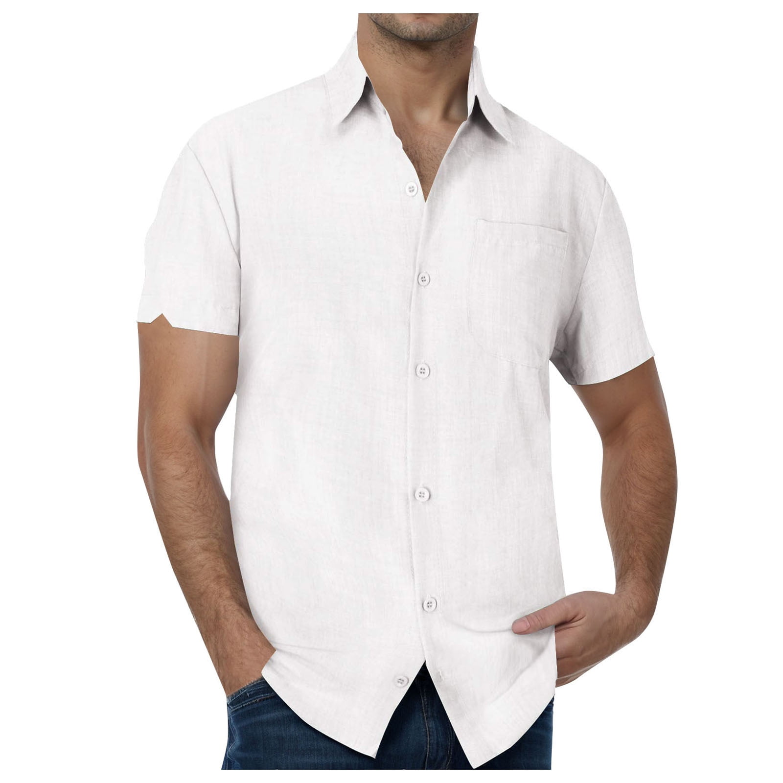 Sopiago Mens Dress Shirts Performance Stretch Free Formal Shirts Collar Regular Fit Solid Color ...