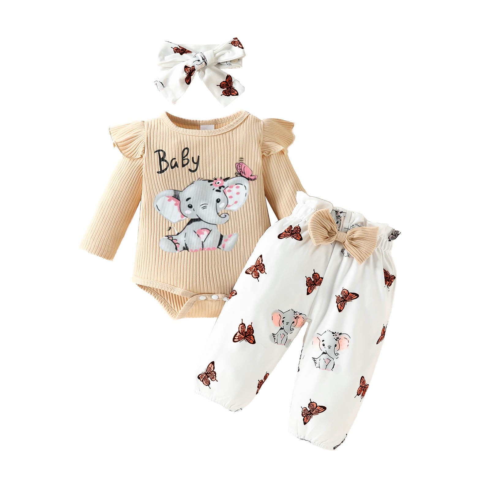 Sopiago Newborn Baby Girls Cotton Clothes Long Sleeve Romper Jumpsuit ...
