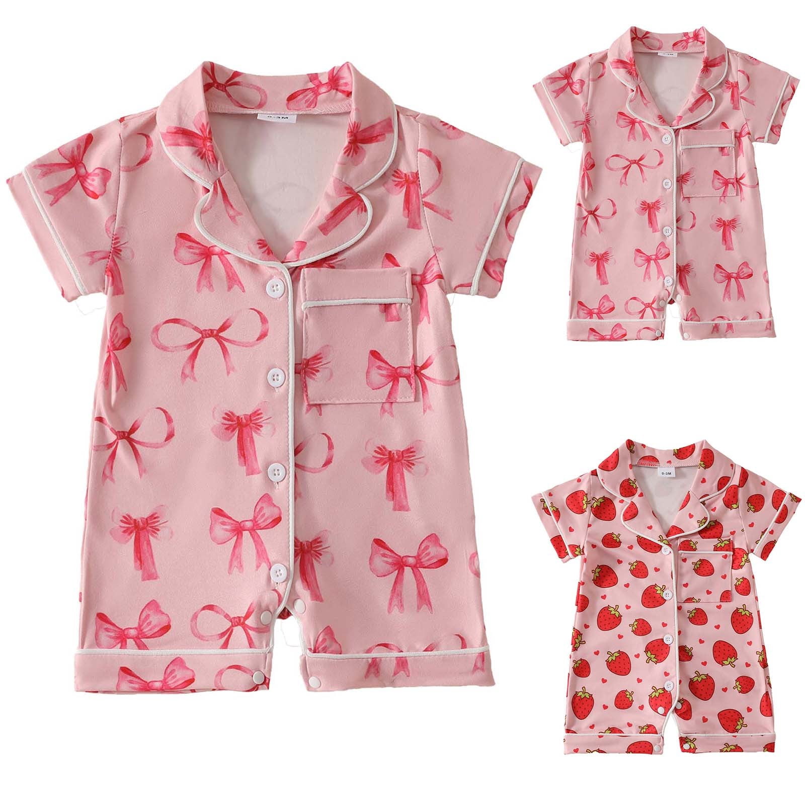 Sopiago Summer Pajamas Baby Boy Girl Button Down Romper Cute Sleepwear ...