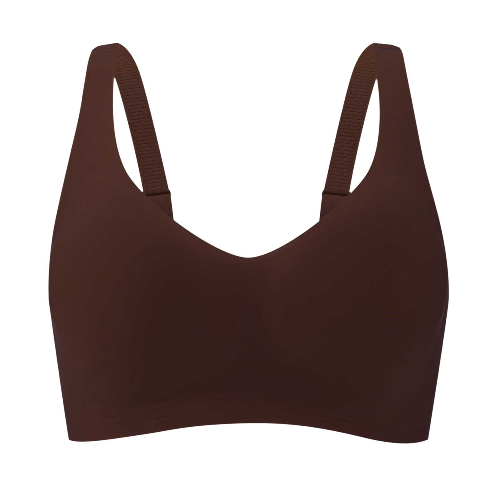 Sopiago Plus Size Wireless Bras for Women Low Cut Deep V Bra No ...