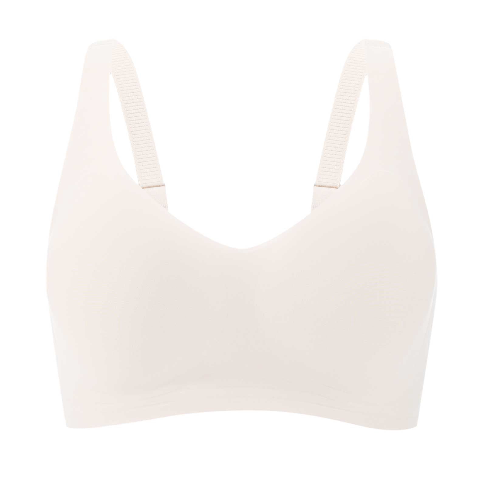 Sopiago Plus Size Wireless Bras for Women Low Cut Deep V Bra No ...
