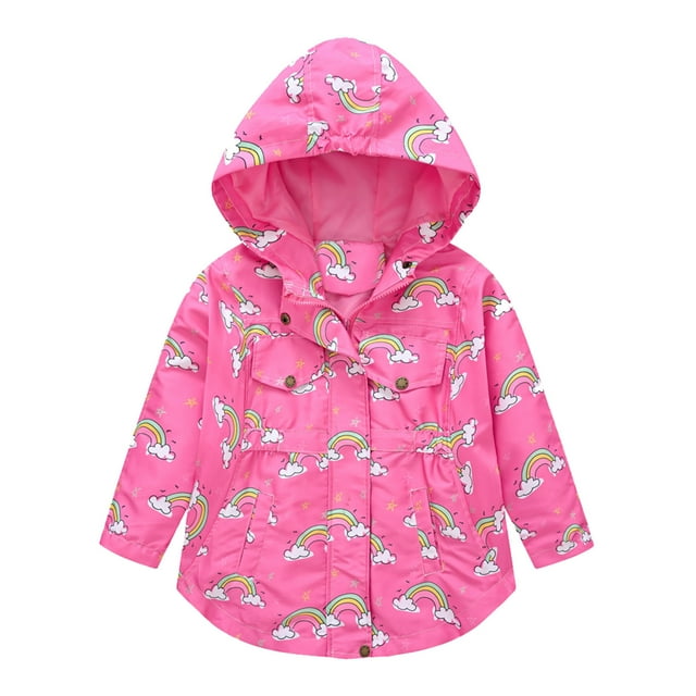 Sopiago Raincoat Toddler Girl Cartoon pattern Hooded Waterproof ...