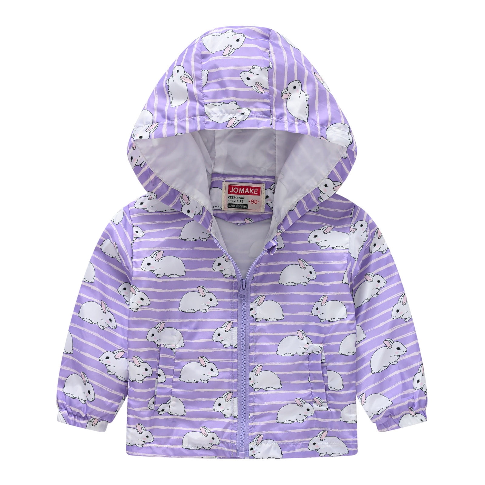 Sopiago Raincoat Toddler Girl Spring Fall Zip Kids Hooded Windbreaker ...