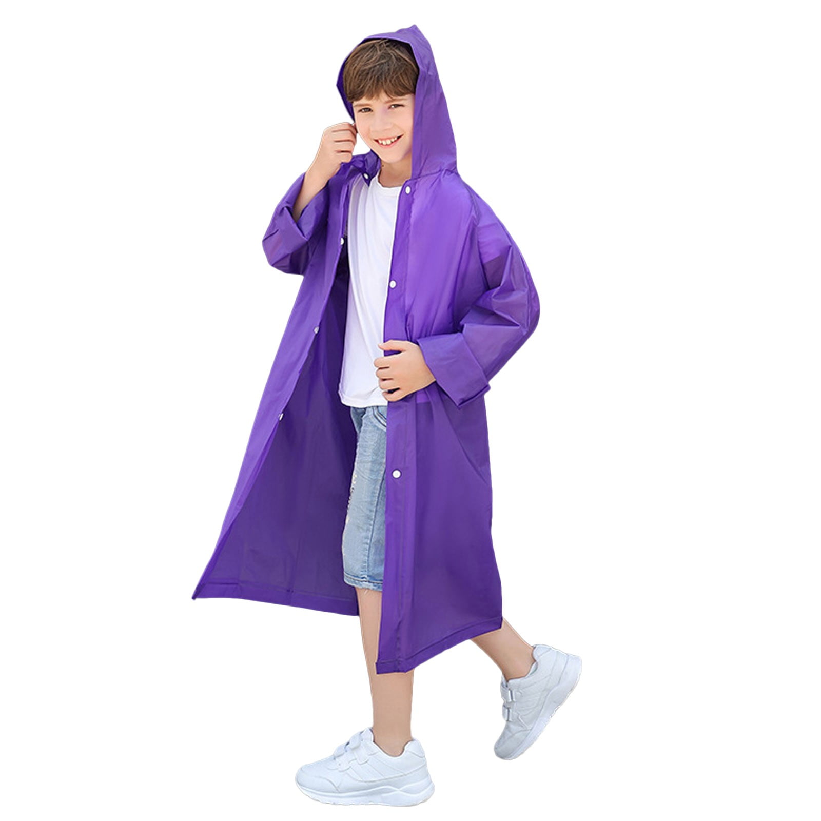 Sopiago Raincoats for Kids, Reusable Rain Ponchos with Hood and Sleeves Lightweight Waterproof ...