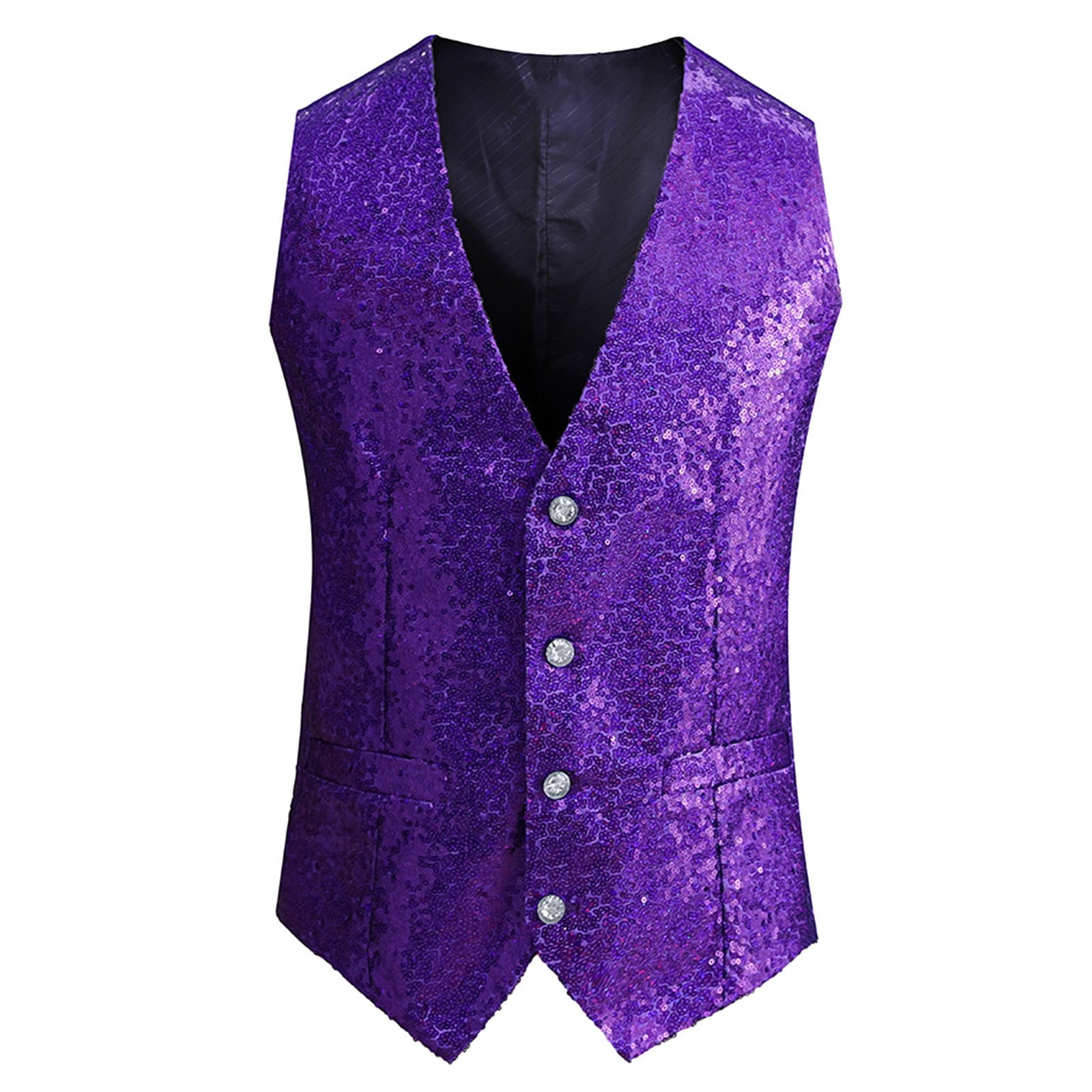 Sopiago Shiny Sequin Vest Men V-Neck Party Sleeveless Suit Prom Vest ...