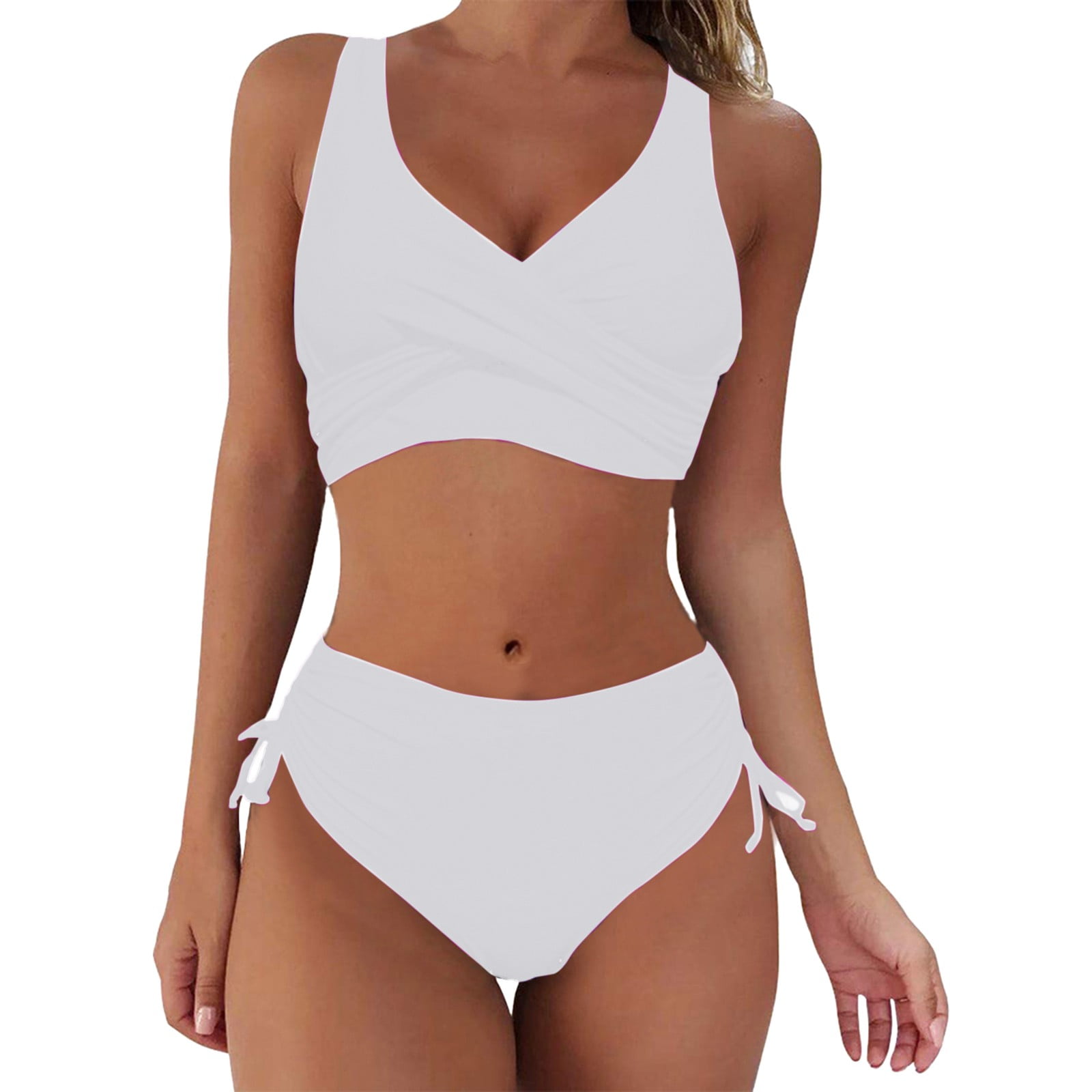Sopiago Swin Suit Womens String Bikini Sets Sexy Solid Color Two Piece