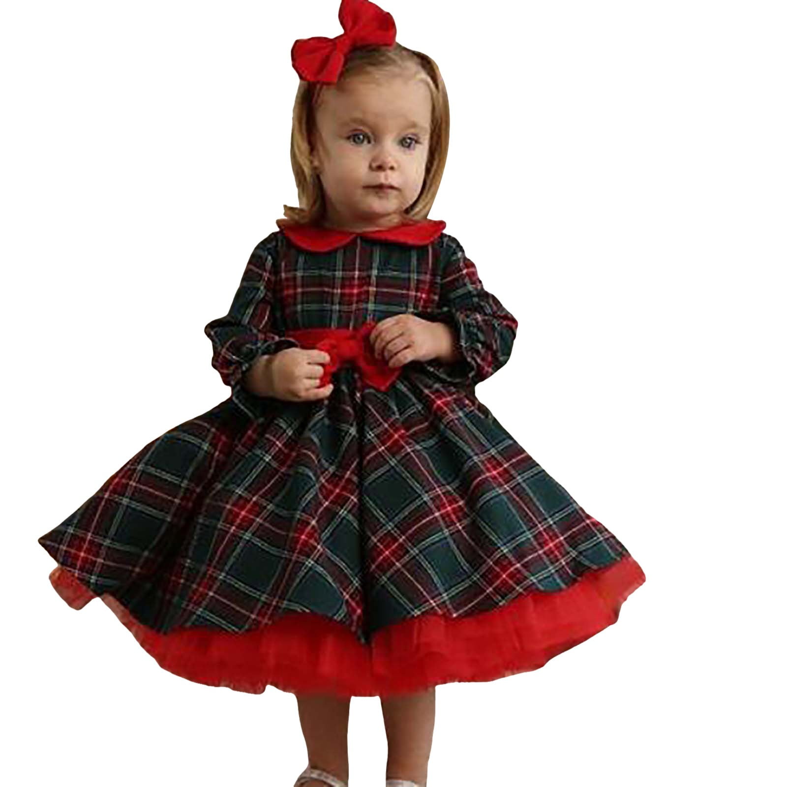 Sopiago Toddler Baby Girl Christmas Dress Buffalo Plaid Tulle Tutu ...