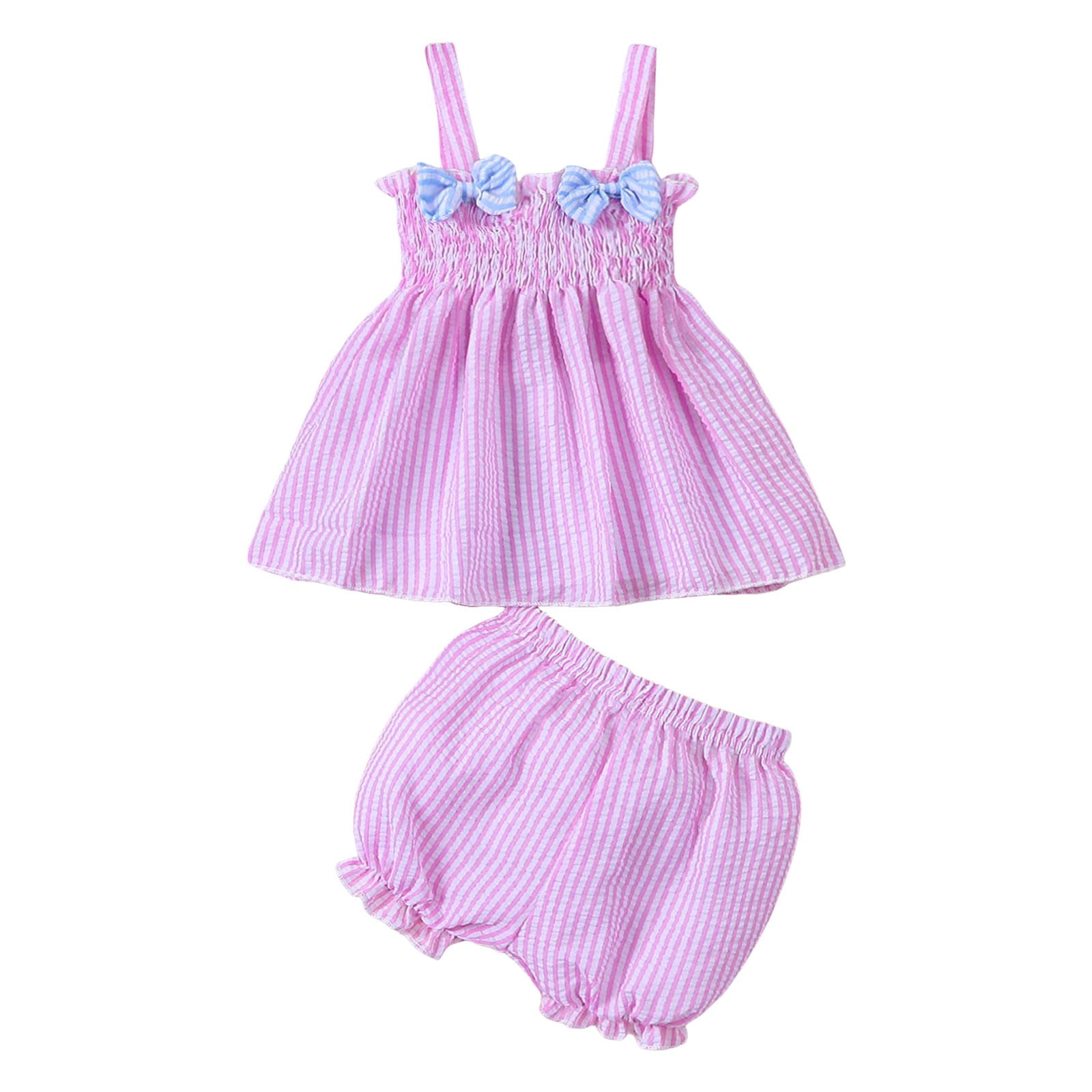 Sopiago Toddler Baby Girl Summer Clothes Flower Embroidery Sleeveless Smocked Tops and Shorts ...