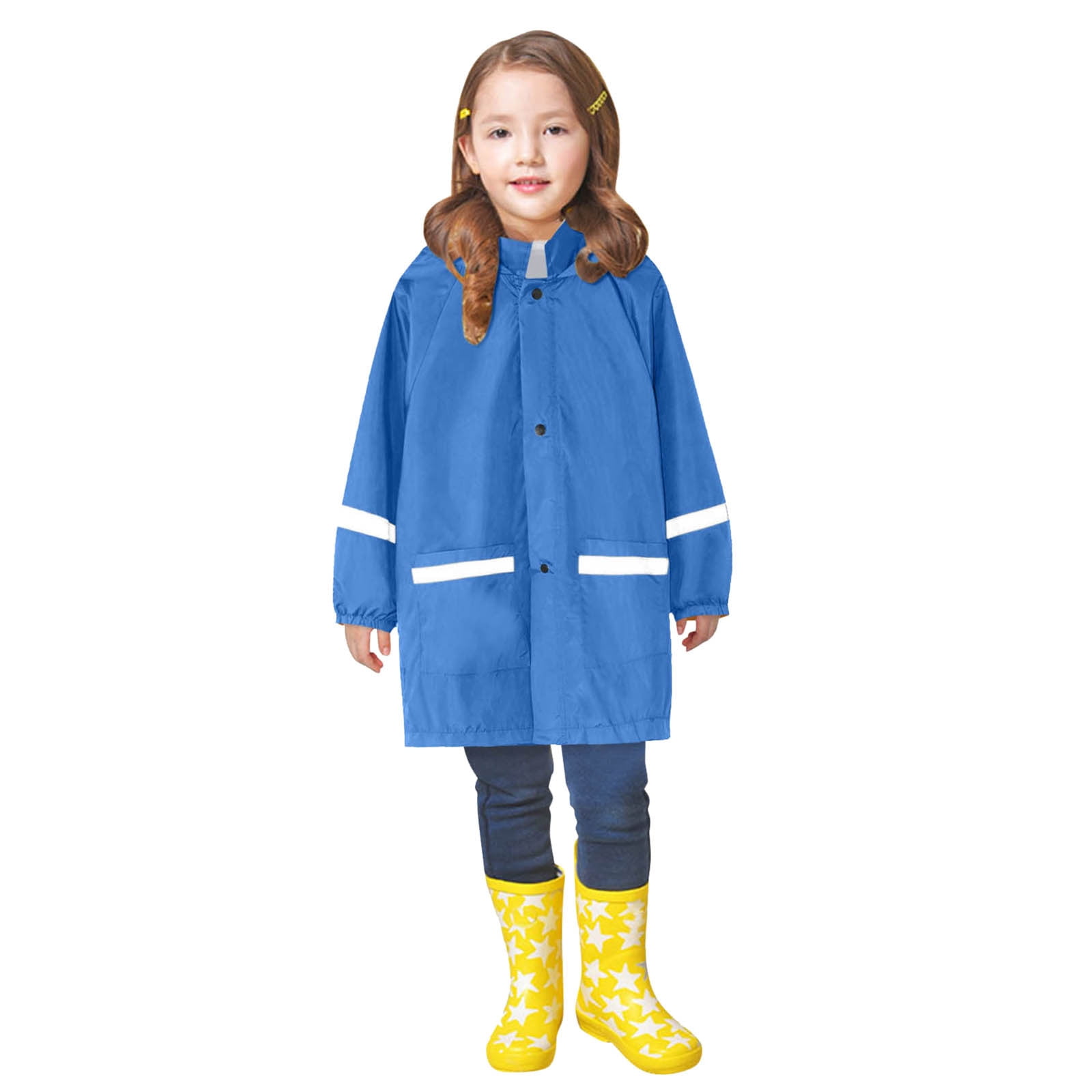 Sopiago Toddler Boy Girl Raincoat Kids Color Block Button Rain Jacket ...