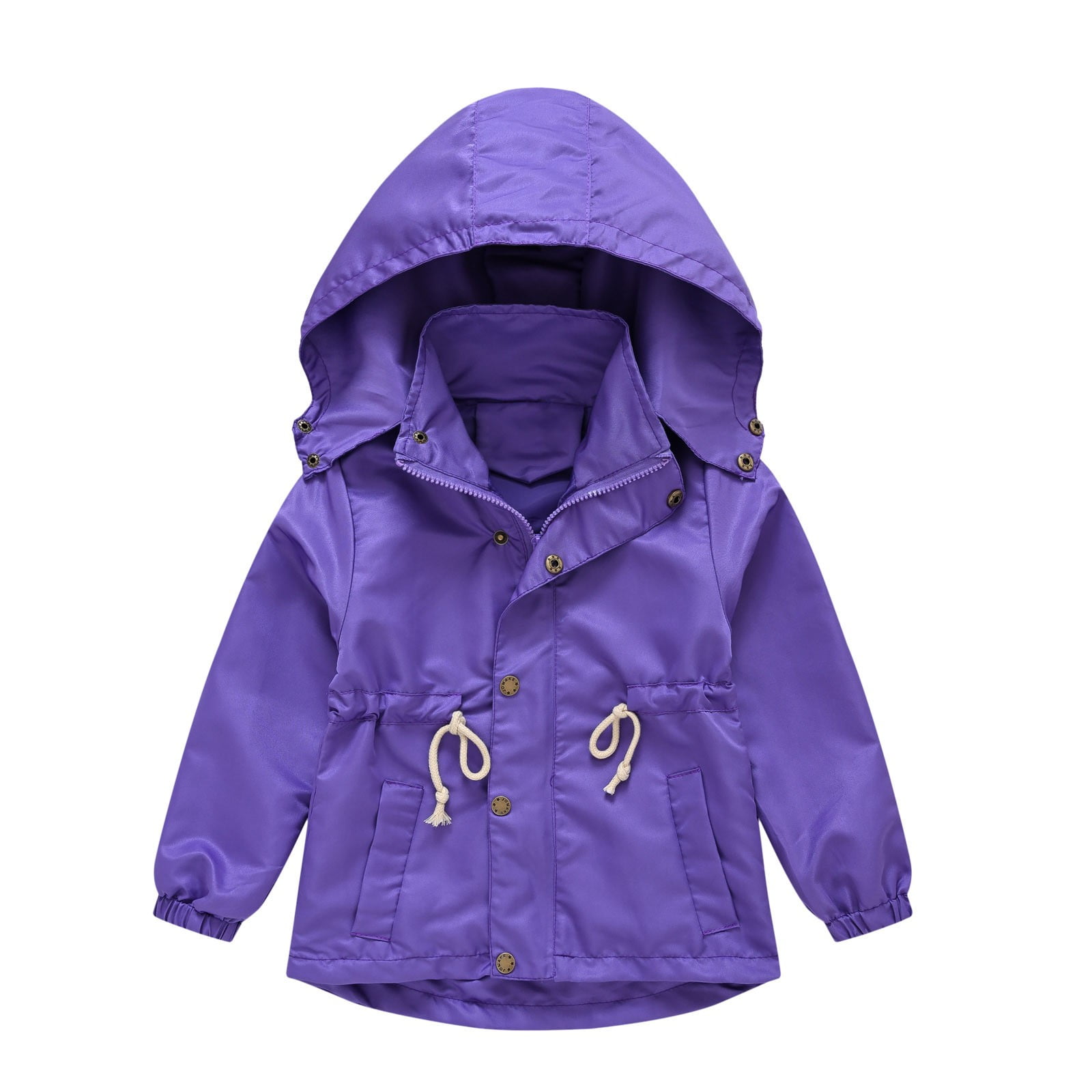 Sopiago Toddler Rain Jacket Girl Hooded Solid Color Raincoat for Kids ...