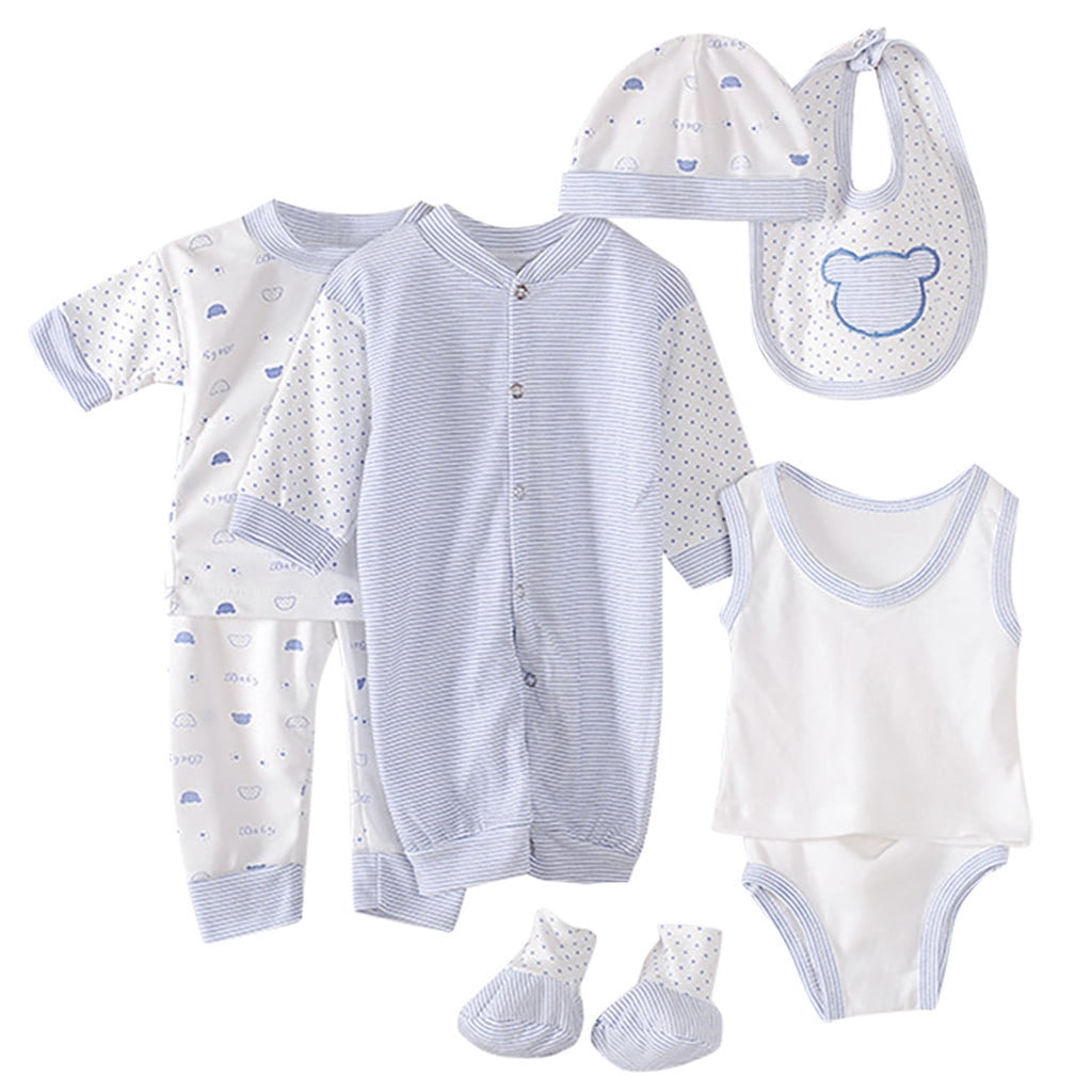 Sopiago Unisex Baby Clothes 8 Piece Layette Sets Cotton 0-3 Months Baby ...