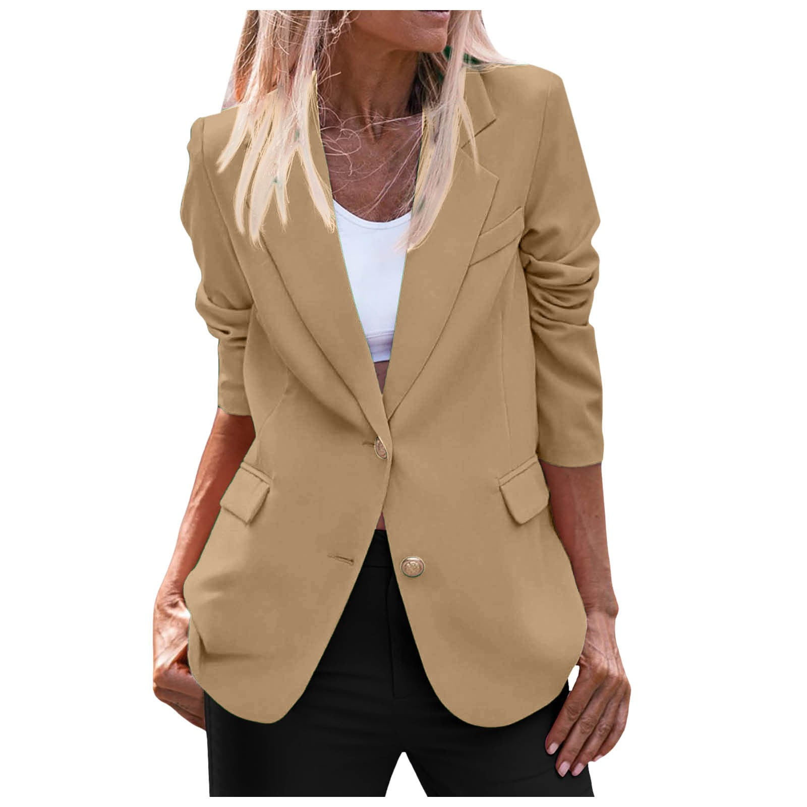 Sopiago Women's Business Casual Blazer Long Sleeve Notch Lapel Trendy ...