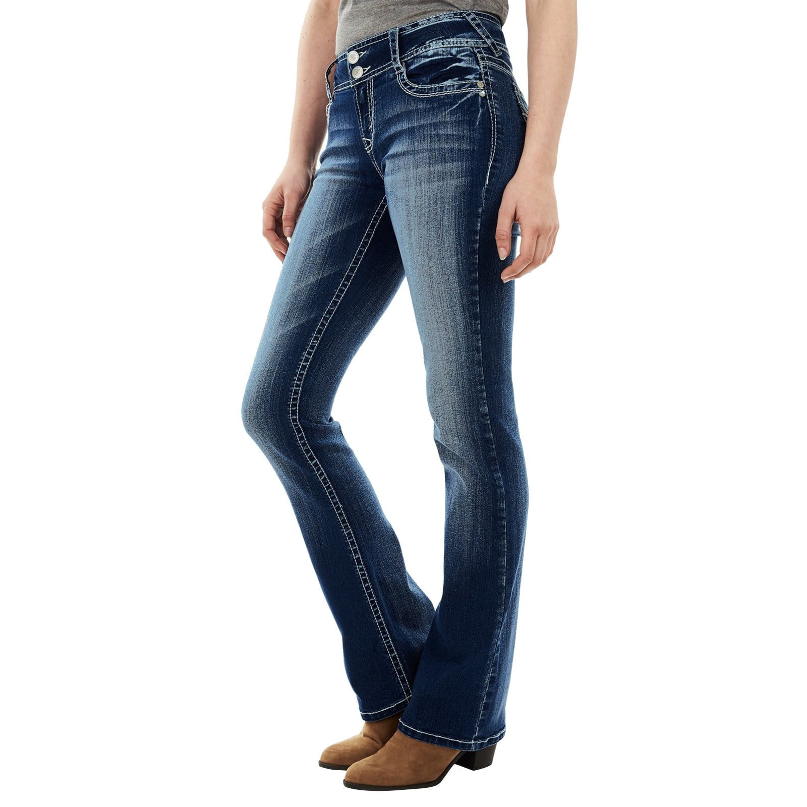 Sopiago Women's Curvy Bootcut Super High Rise Jeans, Double Button ...