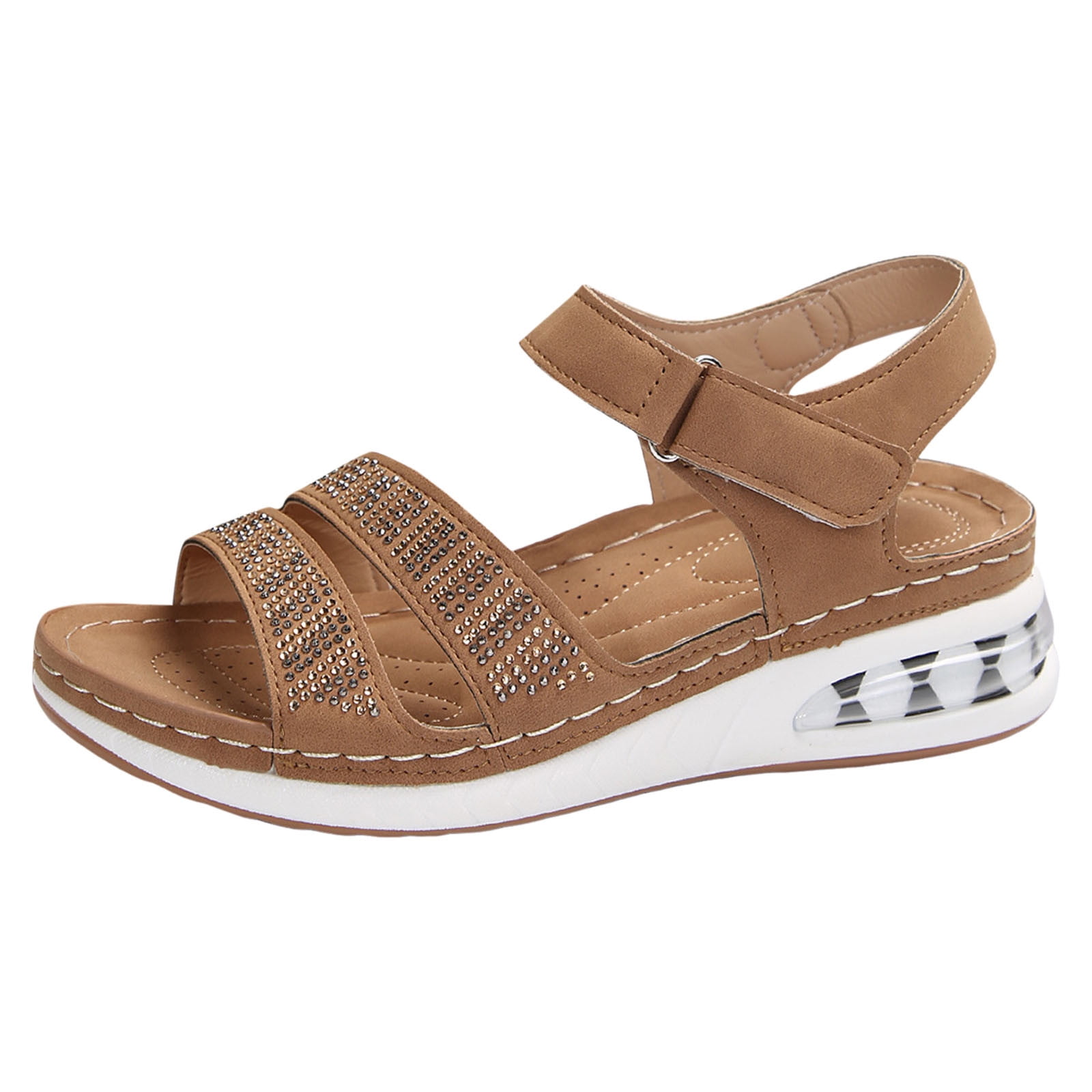 Sopiago Womens Sandals Women's Woven Double Band Sandals Brown,9 ...