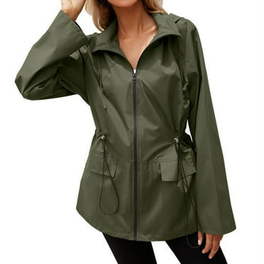 SaphiRose Women's Lightweight Waterproof Rain Jacket with Removable ...