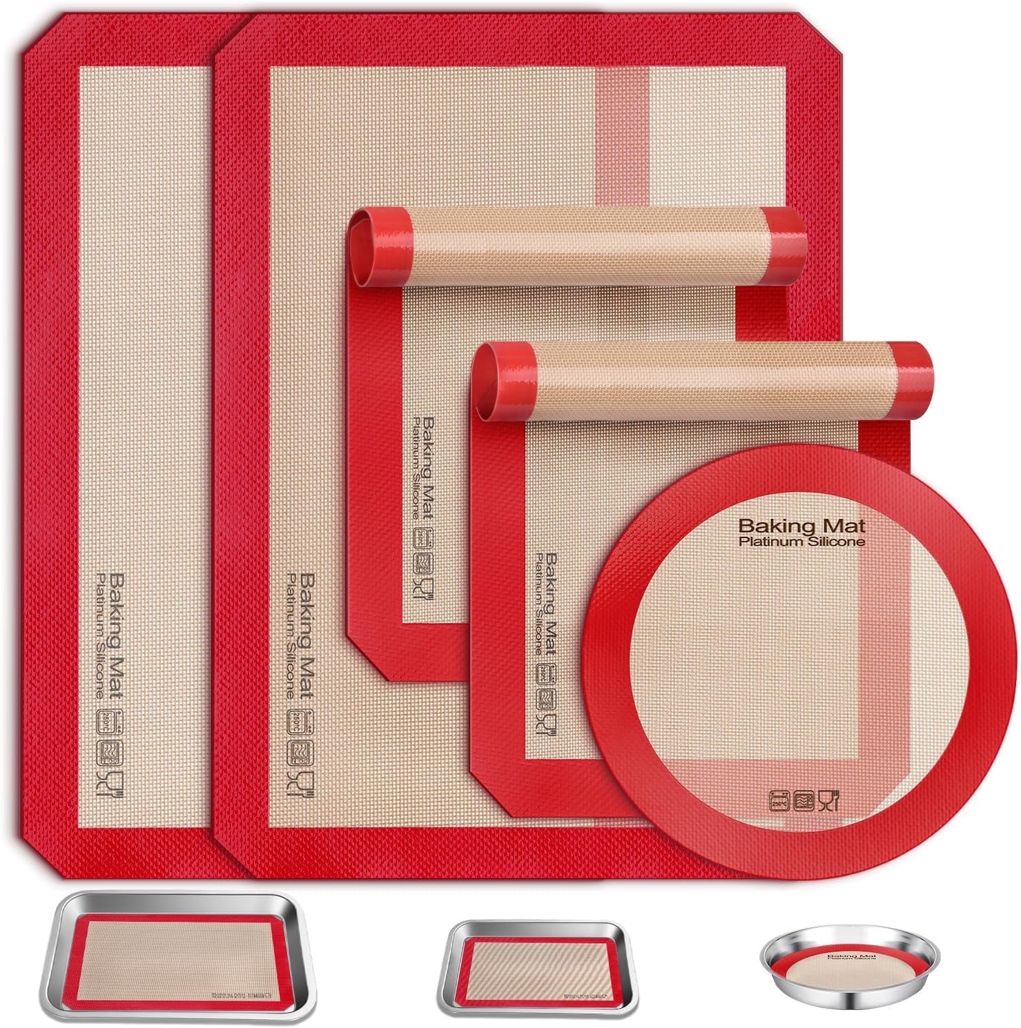 Sopito 5PCS Non Stick Platinum Silicone Baking Mat for Half Sheet ...